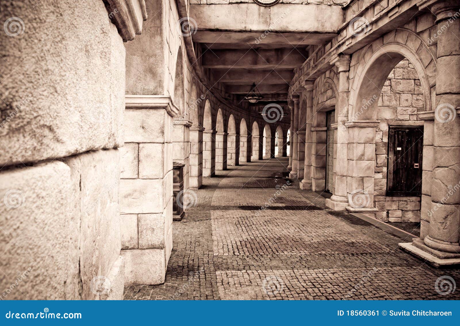 Classic old brick way stock image. Image of tree, snow - 18560361