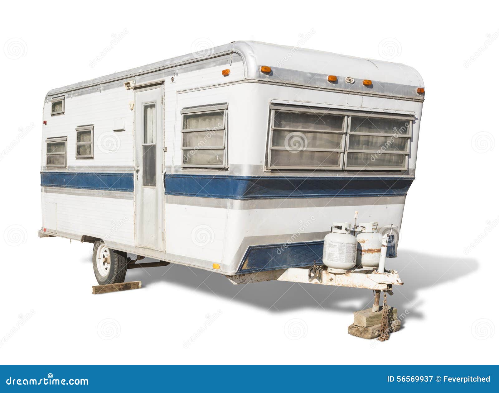 Classic Old Camper Trailer on White Stock Image - Image of campground ...