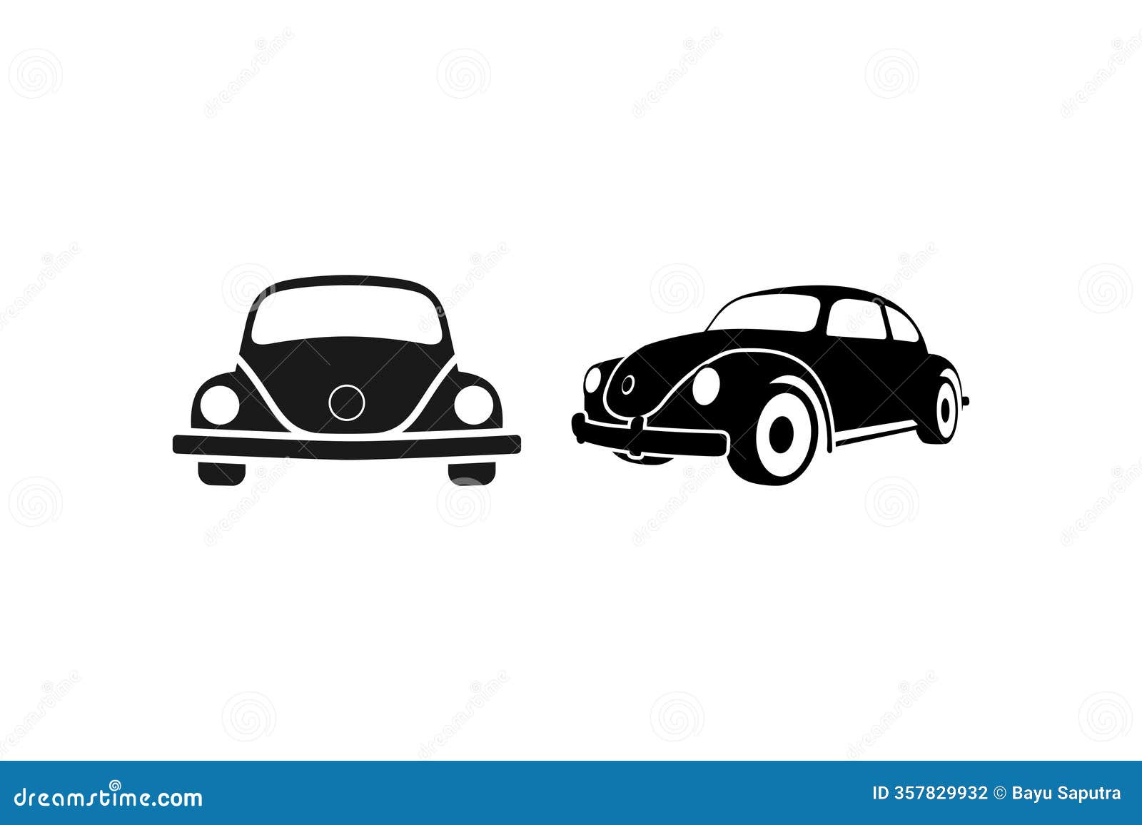 Classic Old Car Silhouette View from Front and Side Stock Illustration ...