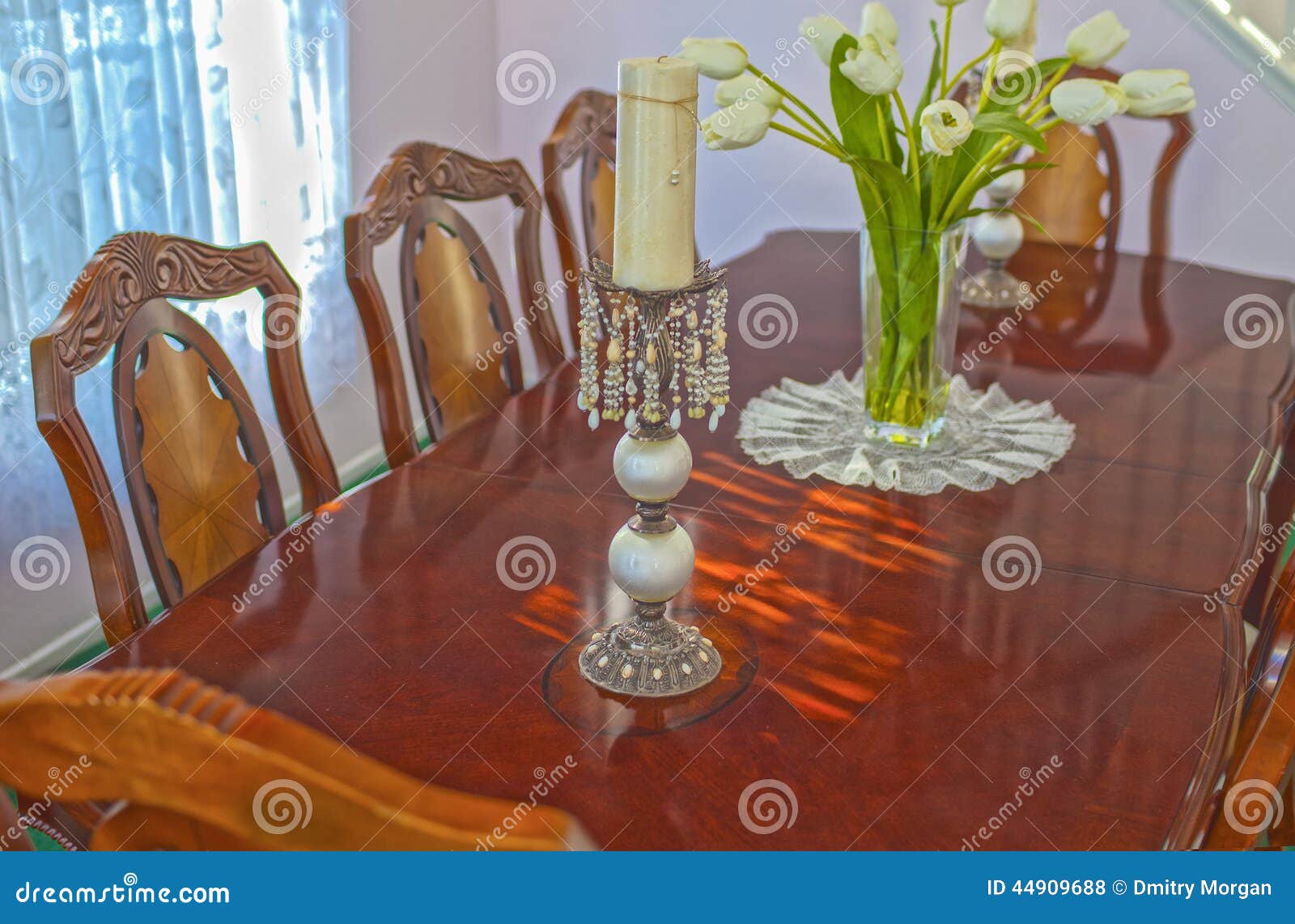 Classic Old Fashioned Dining Table in Home Environment Stock Photo ...