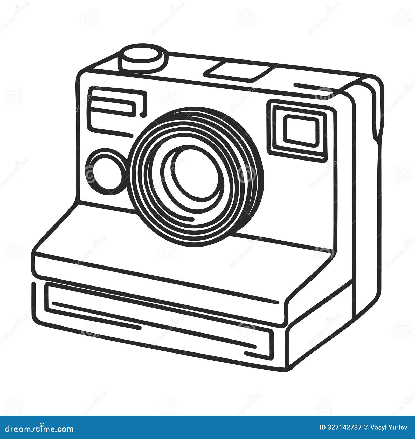 Classic Old Polaroid Camera Hand Drawn Line Art Vector Stock ...