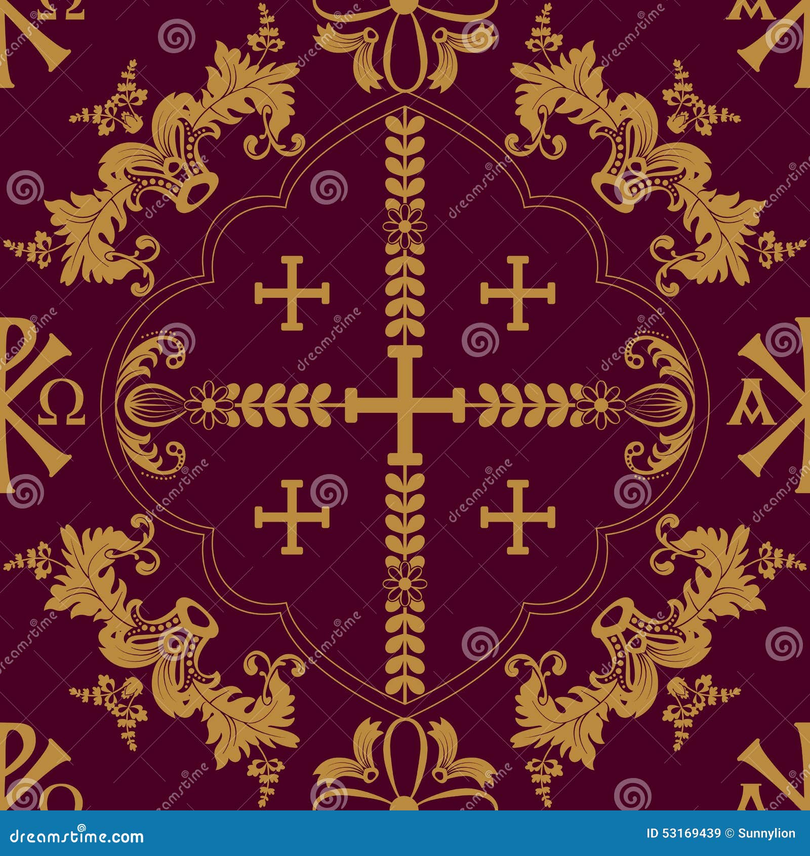 Classic Orthodox Seamless Pattern Stock Vector - Illustration of faith ...