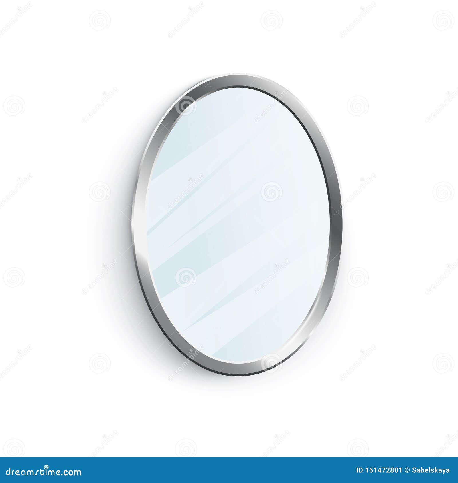 Classic Oval Mirror with Shiny Silver Frame - Isolated Interior Decor ...