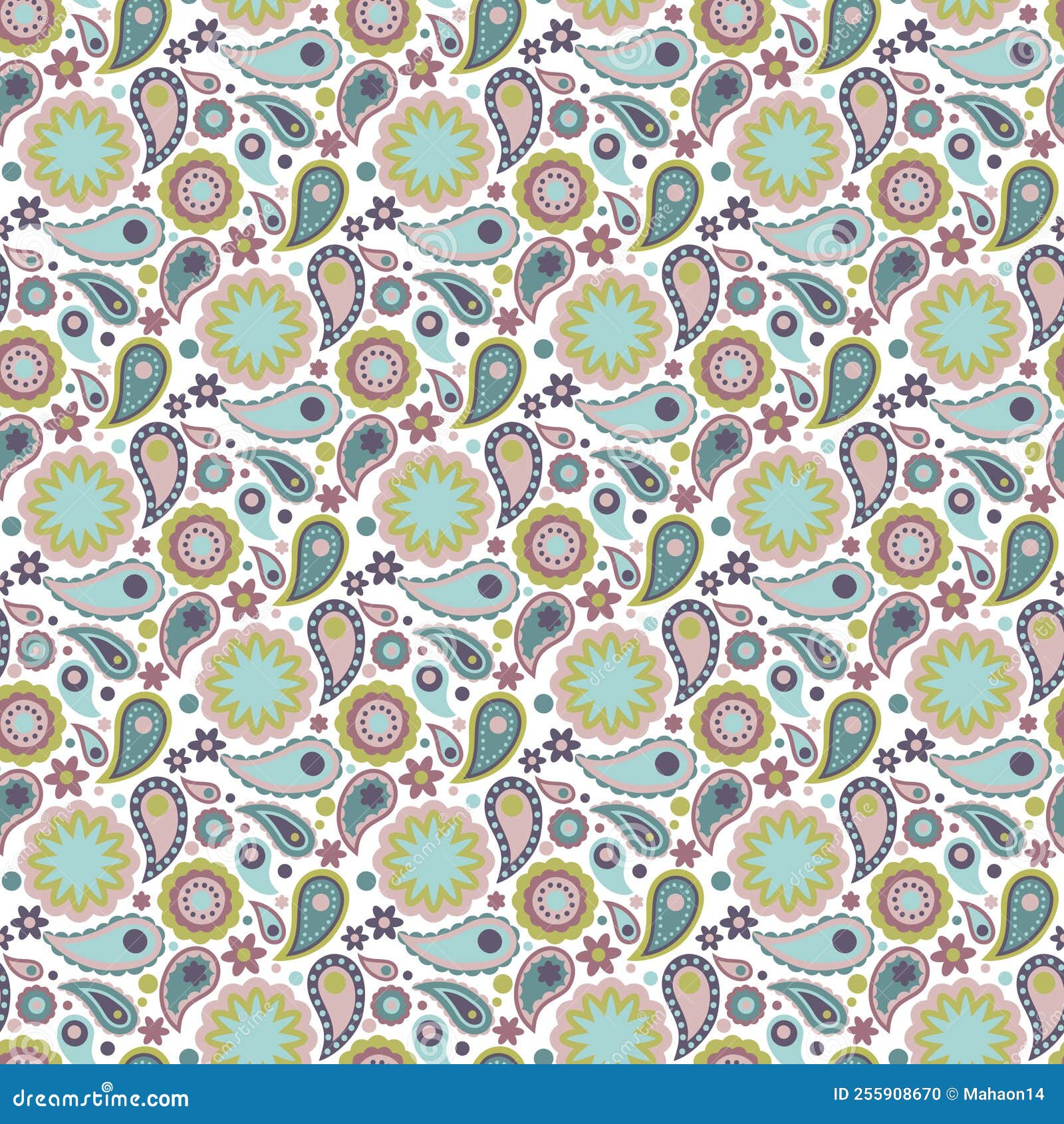 Classic Paisley Pattern Pastel Colors Stock Vector - Illustration of ...