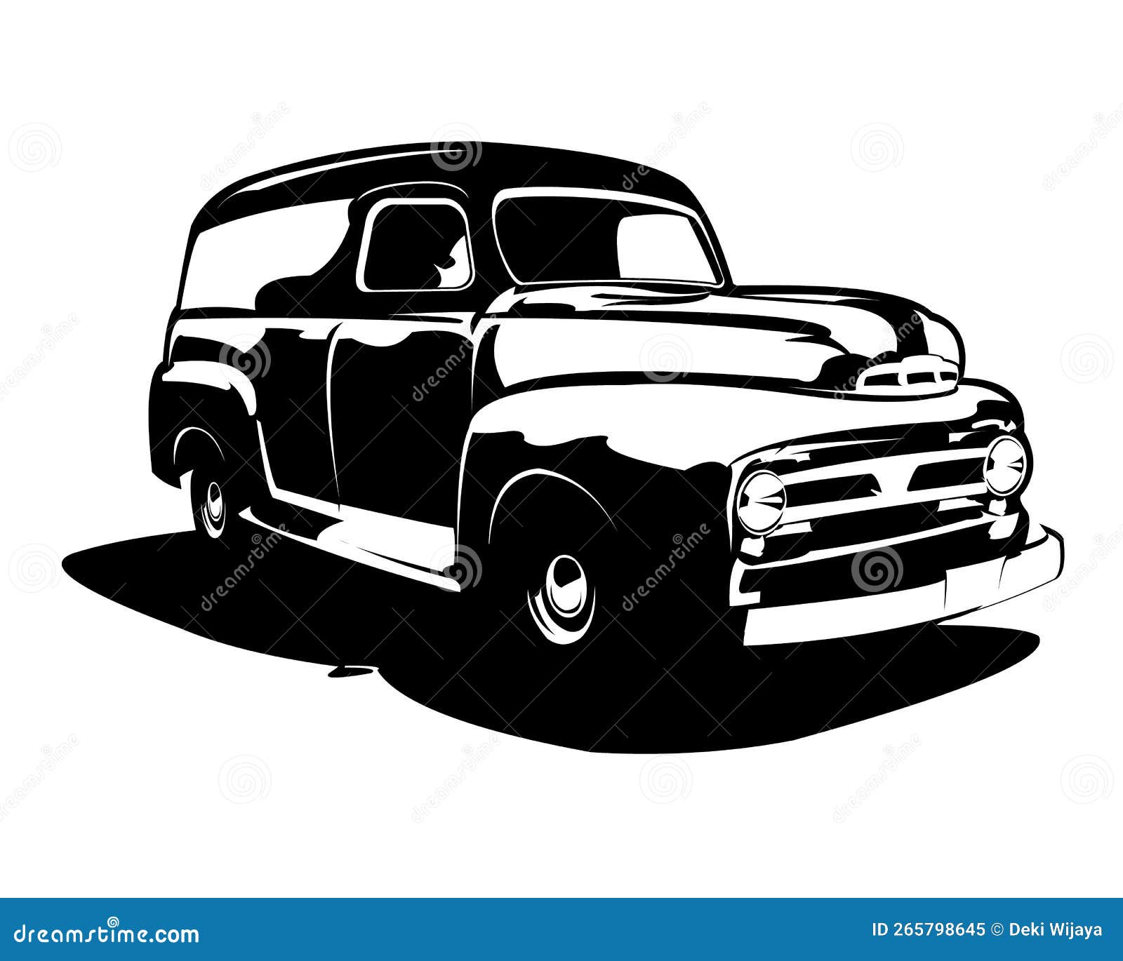 1965 Panel Truck Silhouette With Mountain View Front View On White ...