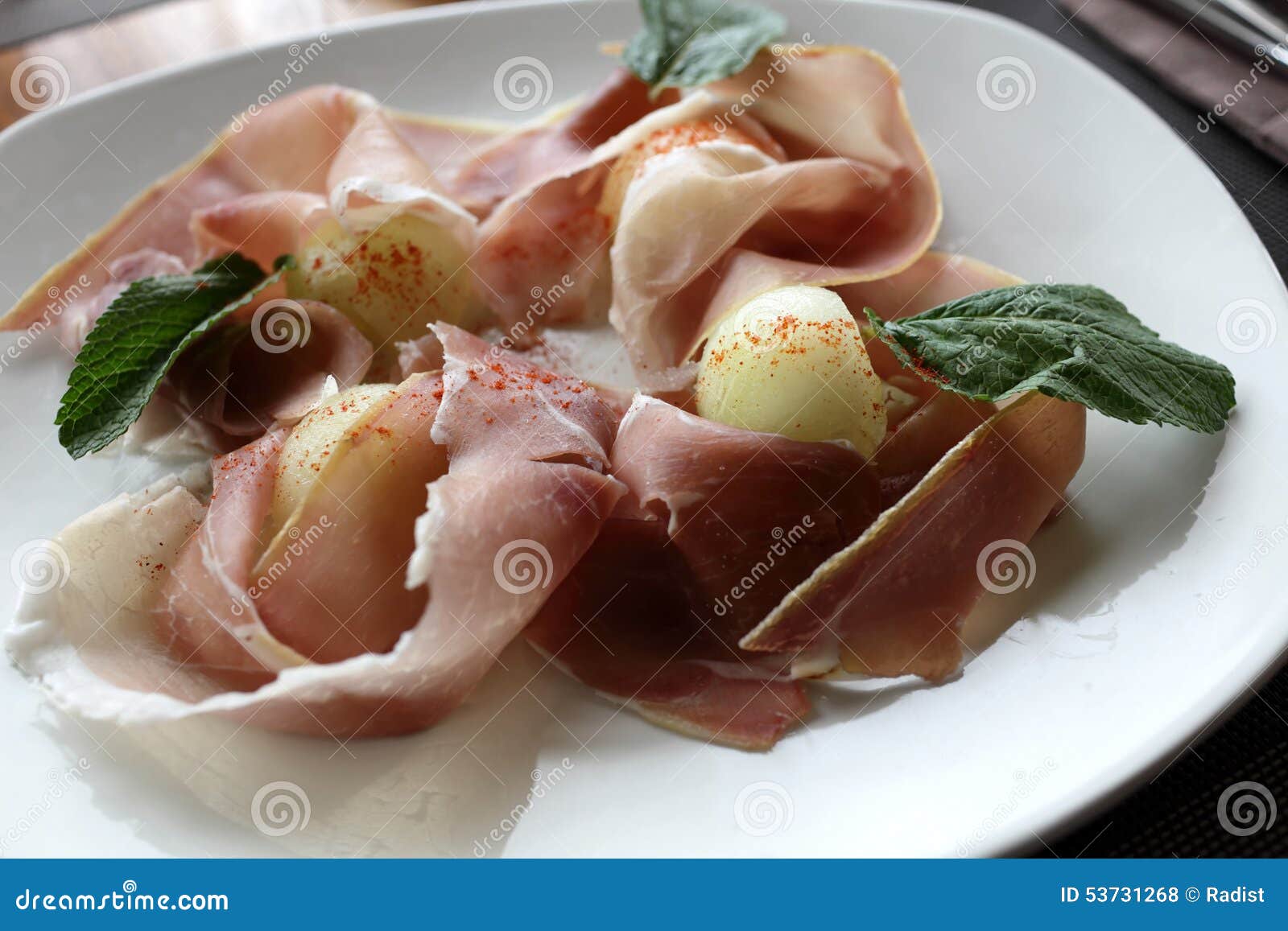Classic Parma Ham with Melon Stock Photo - Image of dinner, italian ...