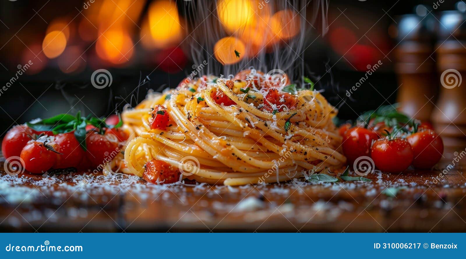Classic Pasta on Kitchen Background. Diet and Food Concept. Stock Image ...
