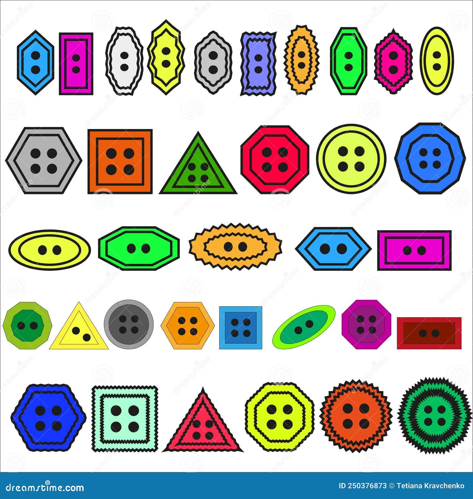 Classic Pattern for Clothing Design. Classic Colored Buttons Various ...