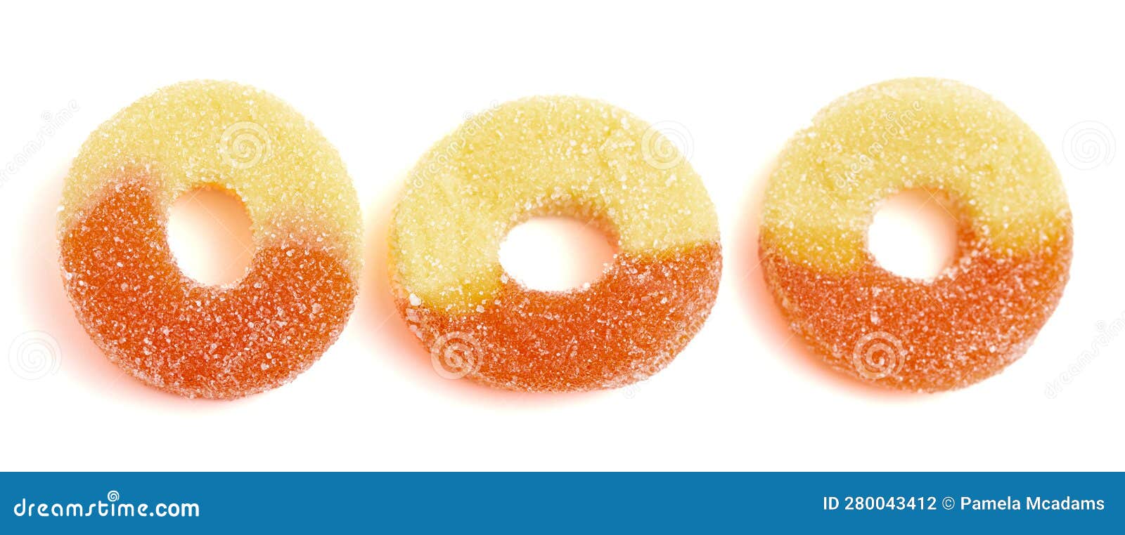 Classic Peach Ring Candies on a White Background Stock Photo - Image of ...