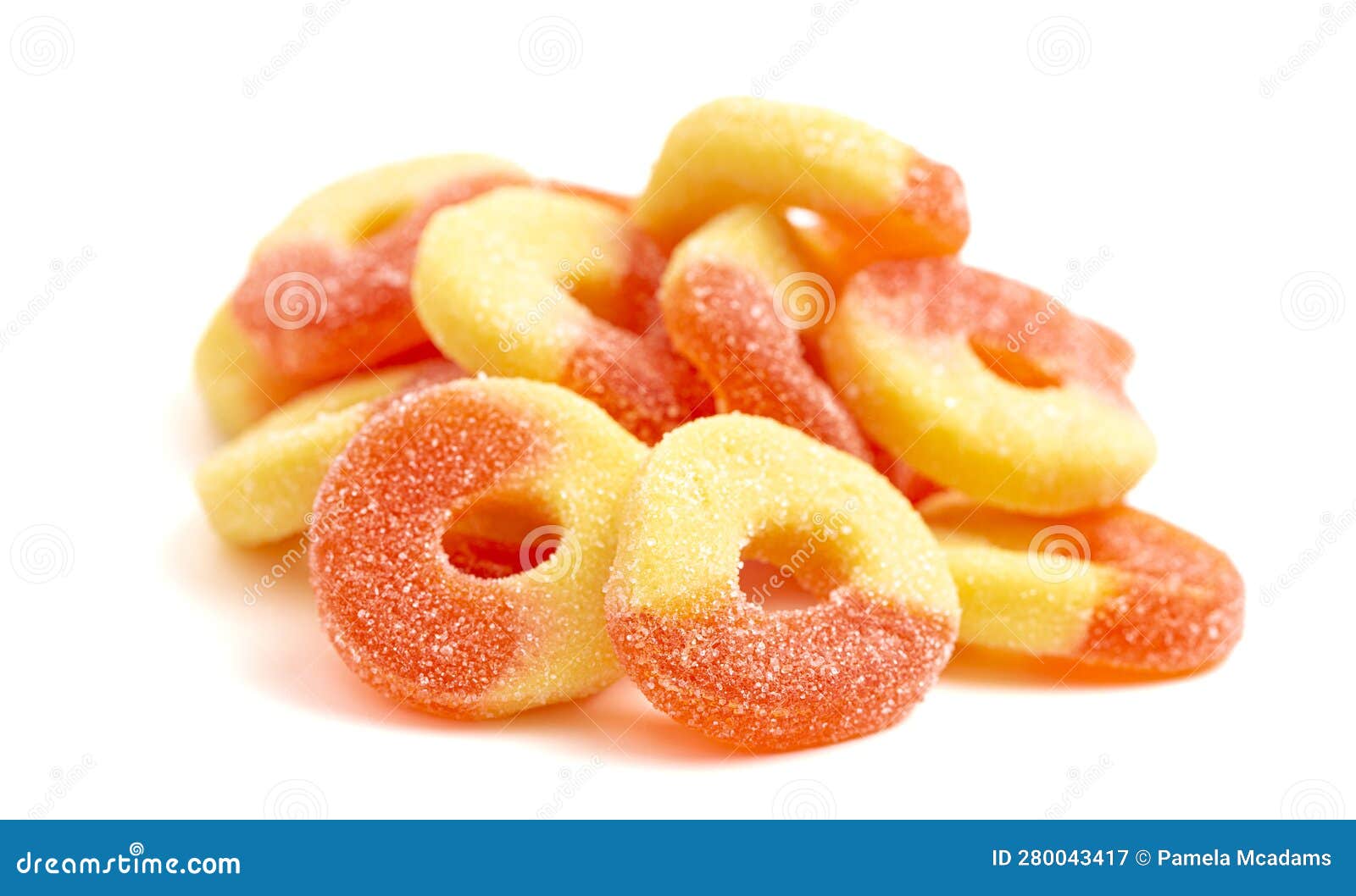 Classic Peach Ring Candies on a White Background Stock Image - Image of ...