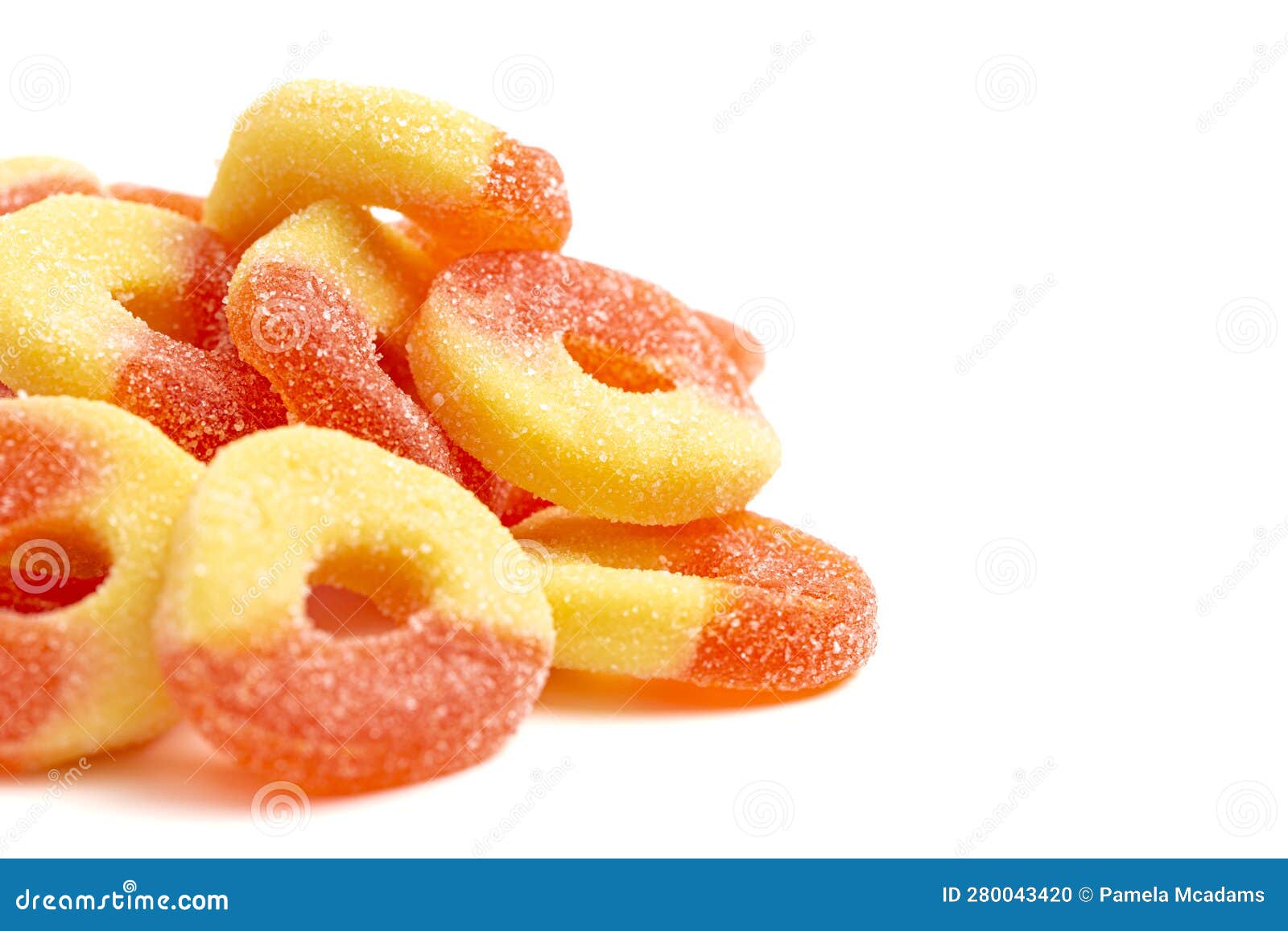 Classic Peach Ring Candies on a White Background Stock Photo - Image of ...