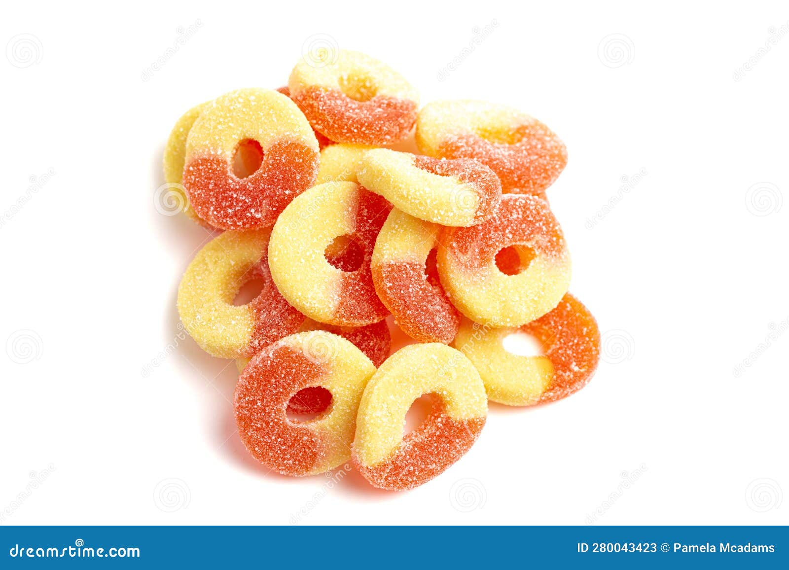 Classic Peach Ring Candies on a White Background Stock Image - Image of ...