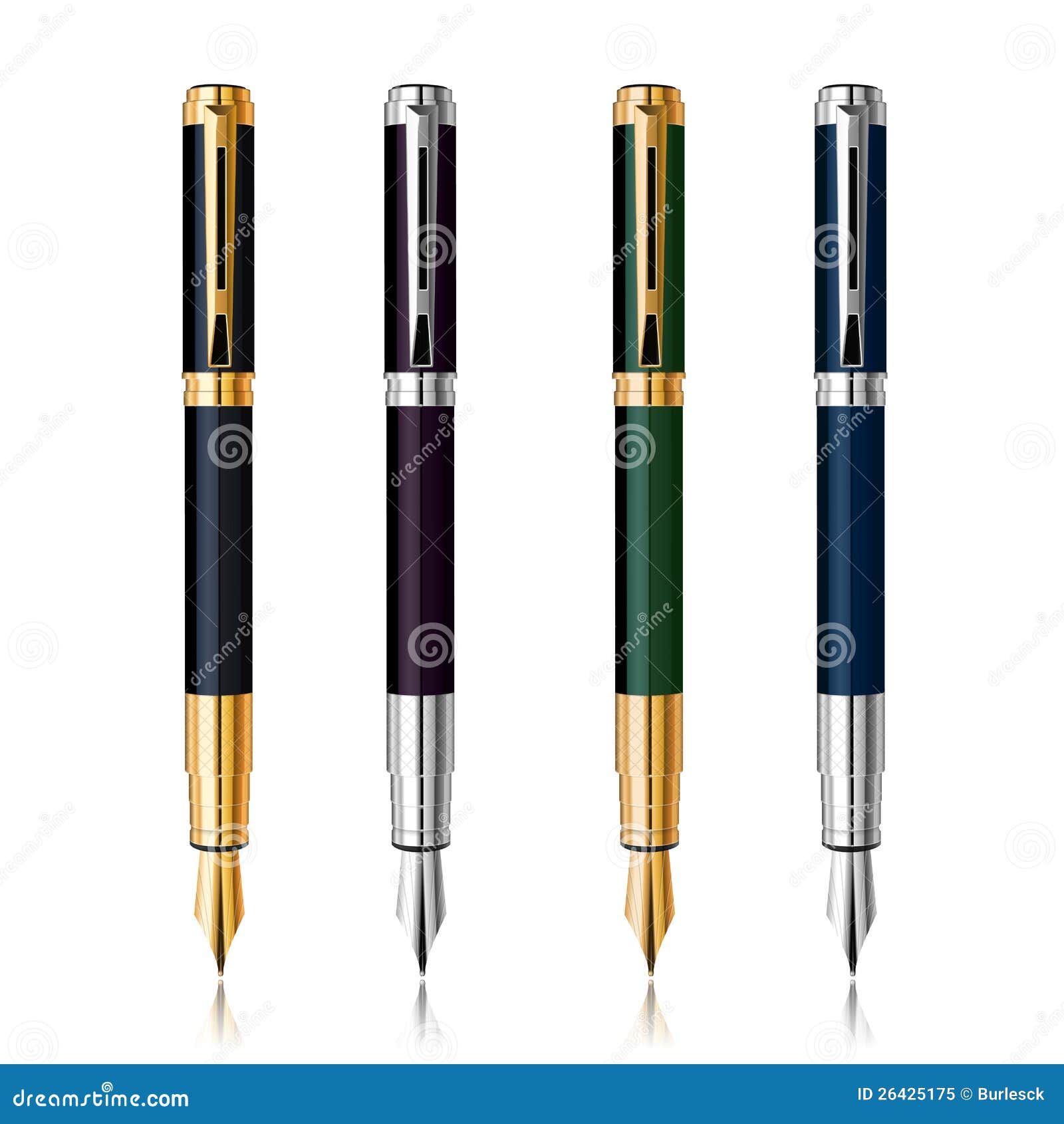 Classic Pen Set stock vector. Illustration of gold, classic - 26425175