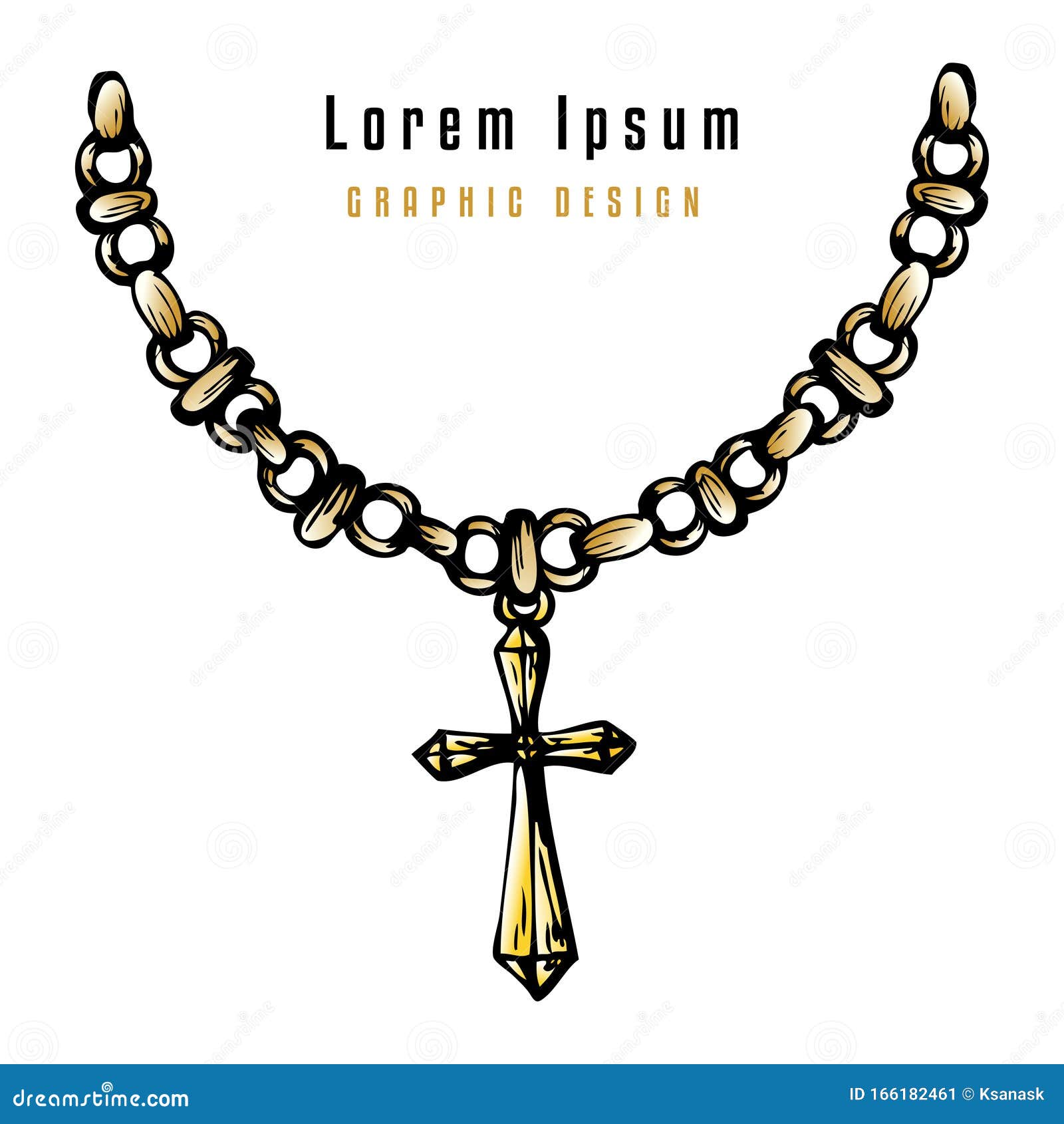 Classic Pendant with Decorative Cross at Gold Chain. Stock Vector ...