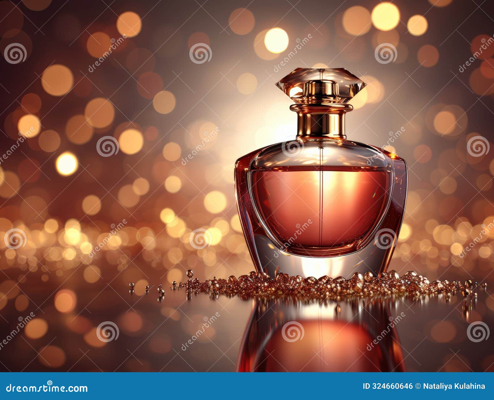 Classic Perfume Bottle with Elegant Design and Glowing Lights Stock ...