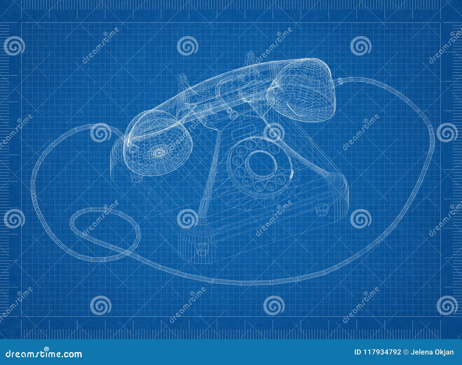 Classic Phone Architect Blueprint Stock Illustration - Illustration of ...