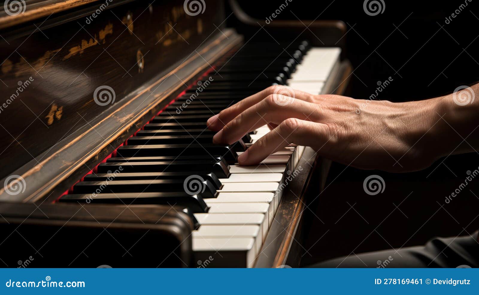 Classic Piano Key with Musician Hands Playing. Generative AI Stock ...