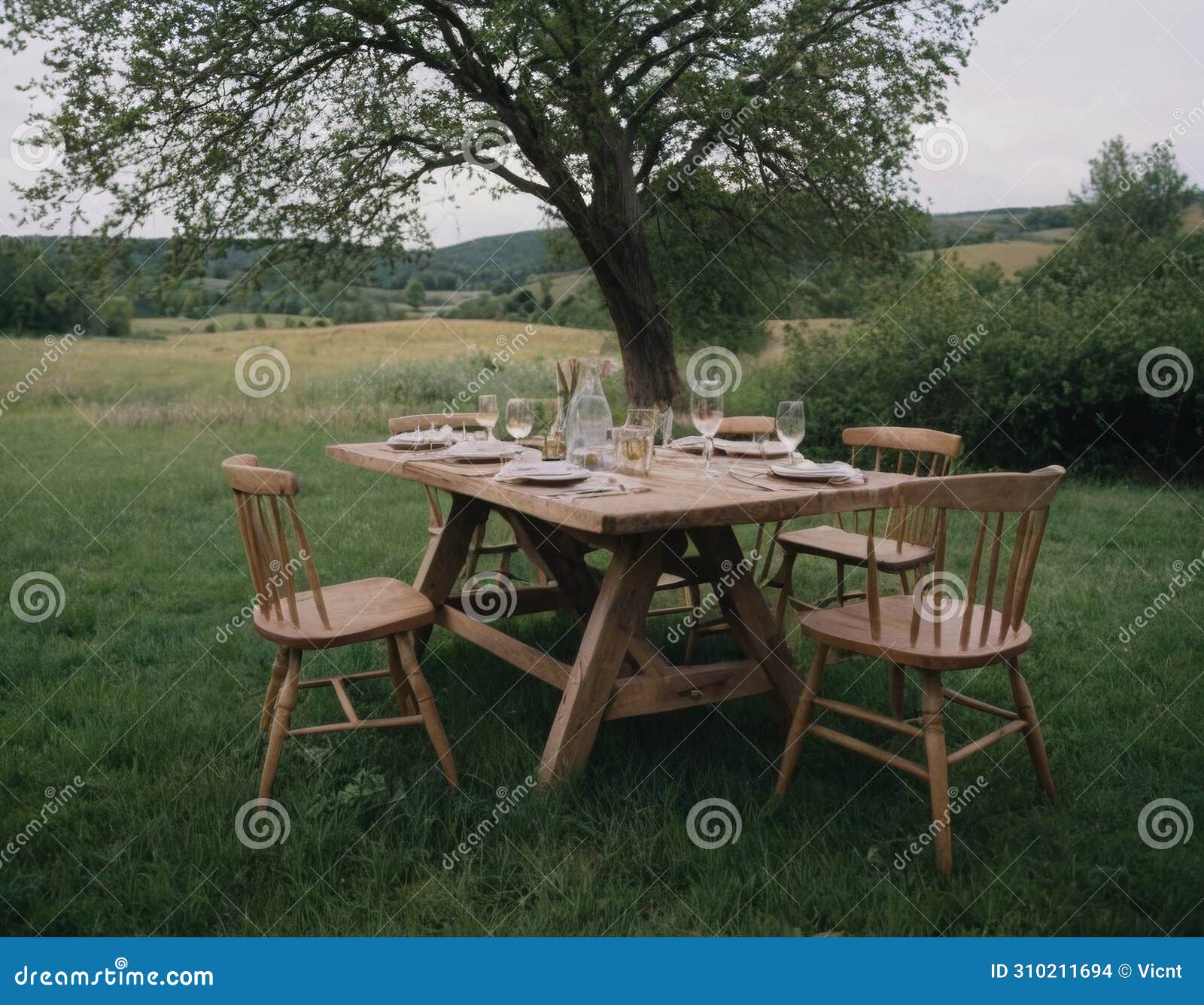 Classic Picnic Under a Tree. Stock Photo - Image of drink, dinner ...