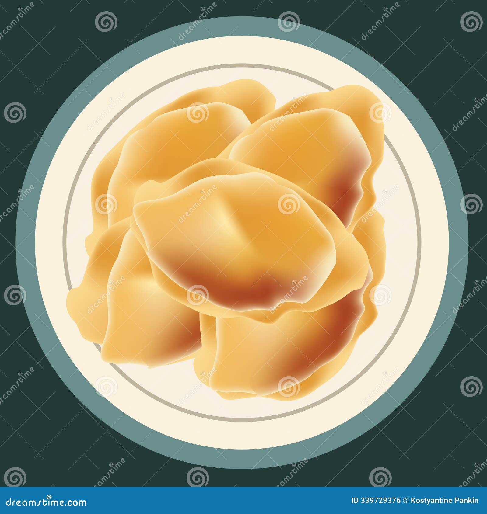 Classic pierogi in a plate stock illustration. Illustration of dough ...