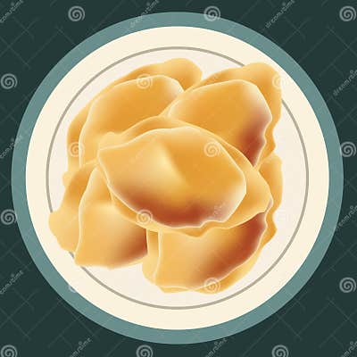Classic pierogi in a plate stock illustration. Illustration of dough ...