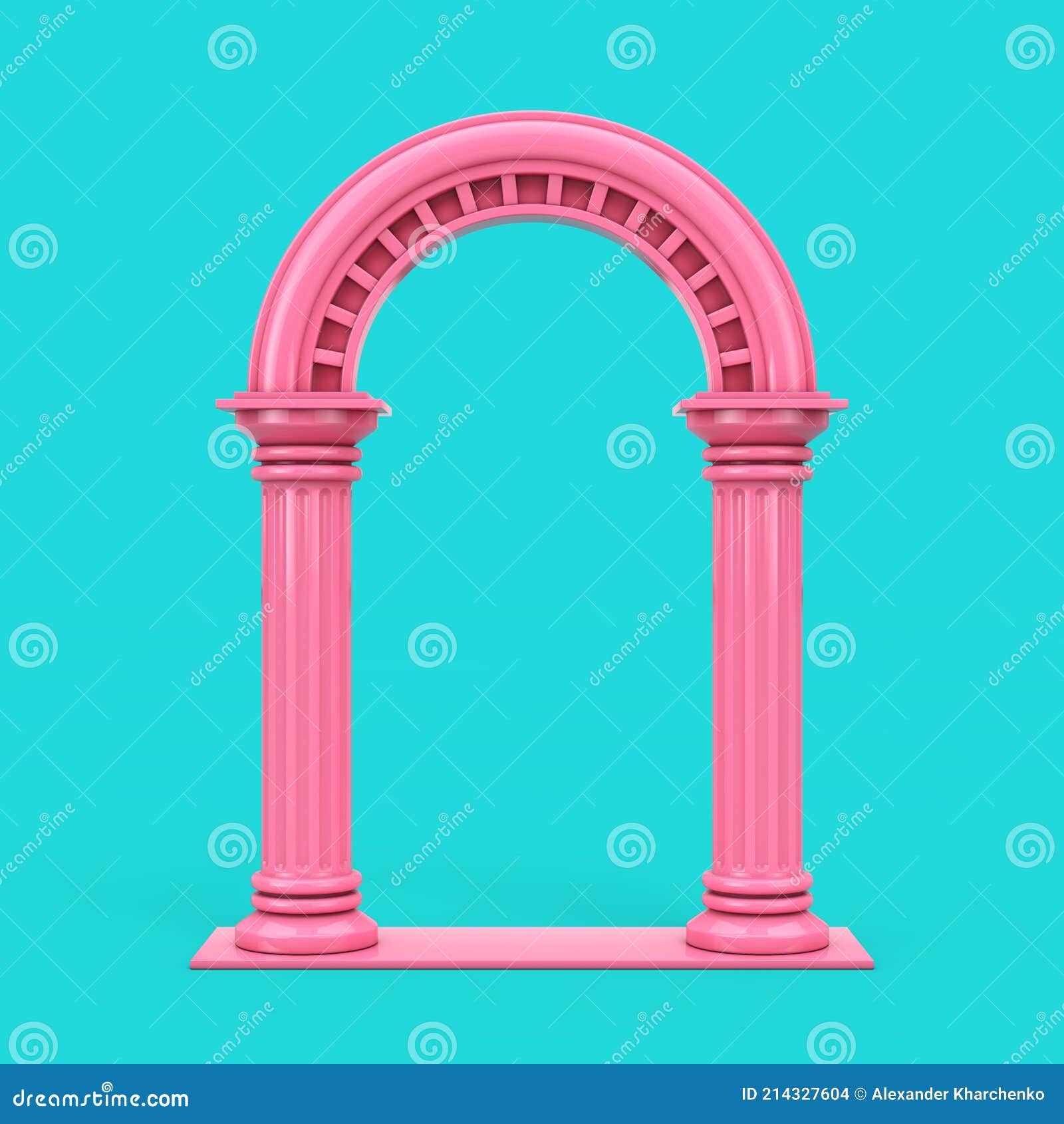Classic Pink Ancient Greek Column Arc in Duotone Style. 3d Rendering ...