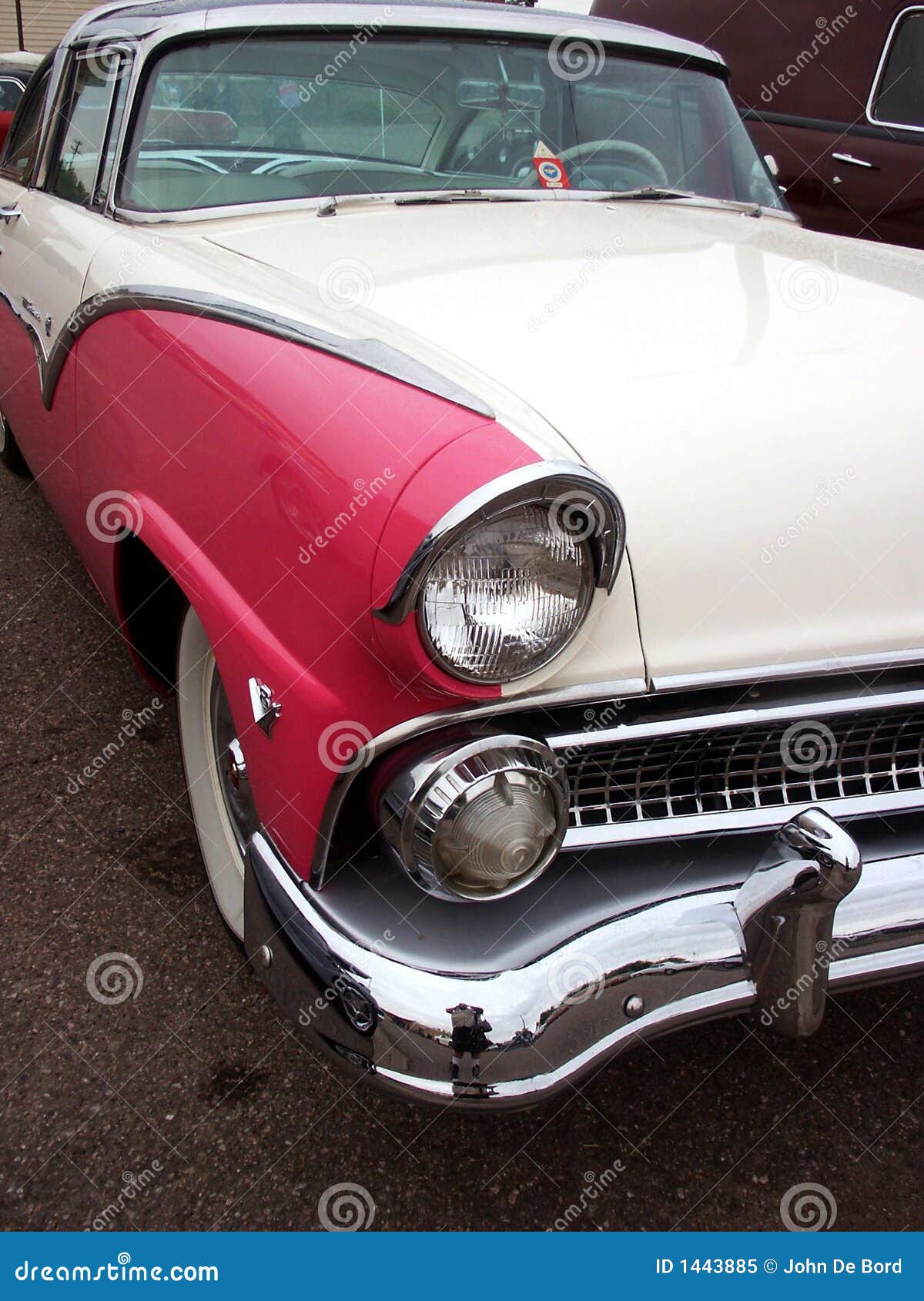 Classic Pink and White American Classic Car Stock Image - Image of ...