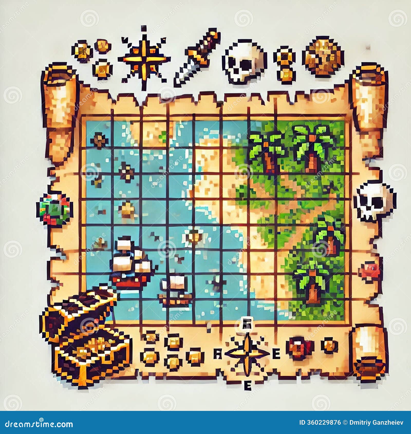 Classic Pixel Navigation Chart Stock Illustration - Illustration of ...