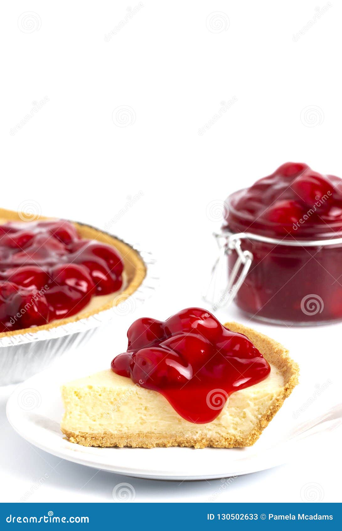 Classic Plain No Bake Cheesecake in a Graham Cracker Crust and C Stock ...