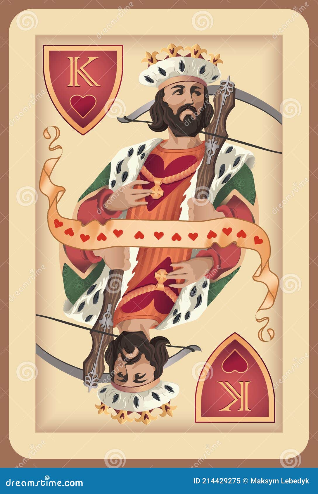 Classic Playing Card King Hearts. Vector Illustrations Stock Vector ...