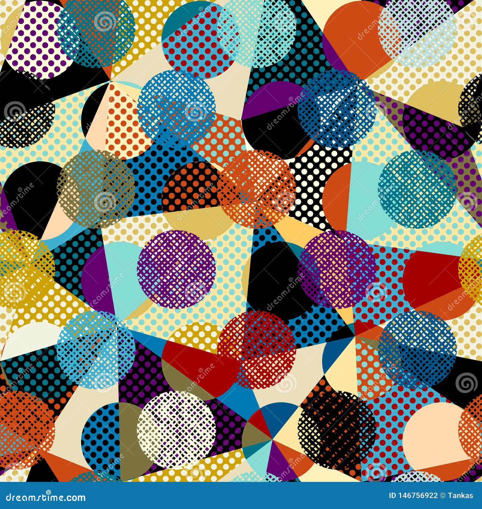 Classic Polka Dot Pattern in a Patchwork Collage Style. Stock Vector ...