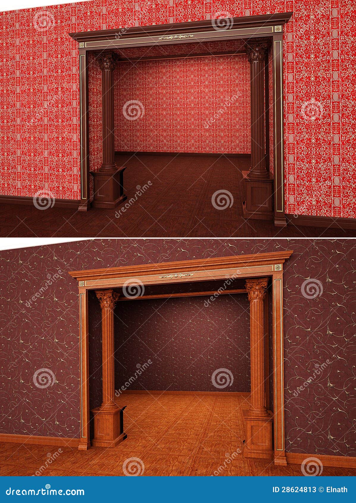 Classic Portal in Interior 3D Rendering Stock Illustration ...