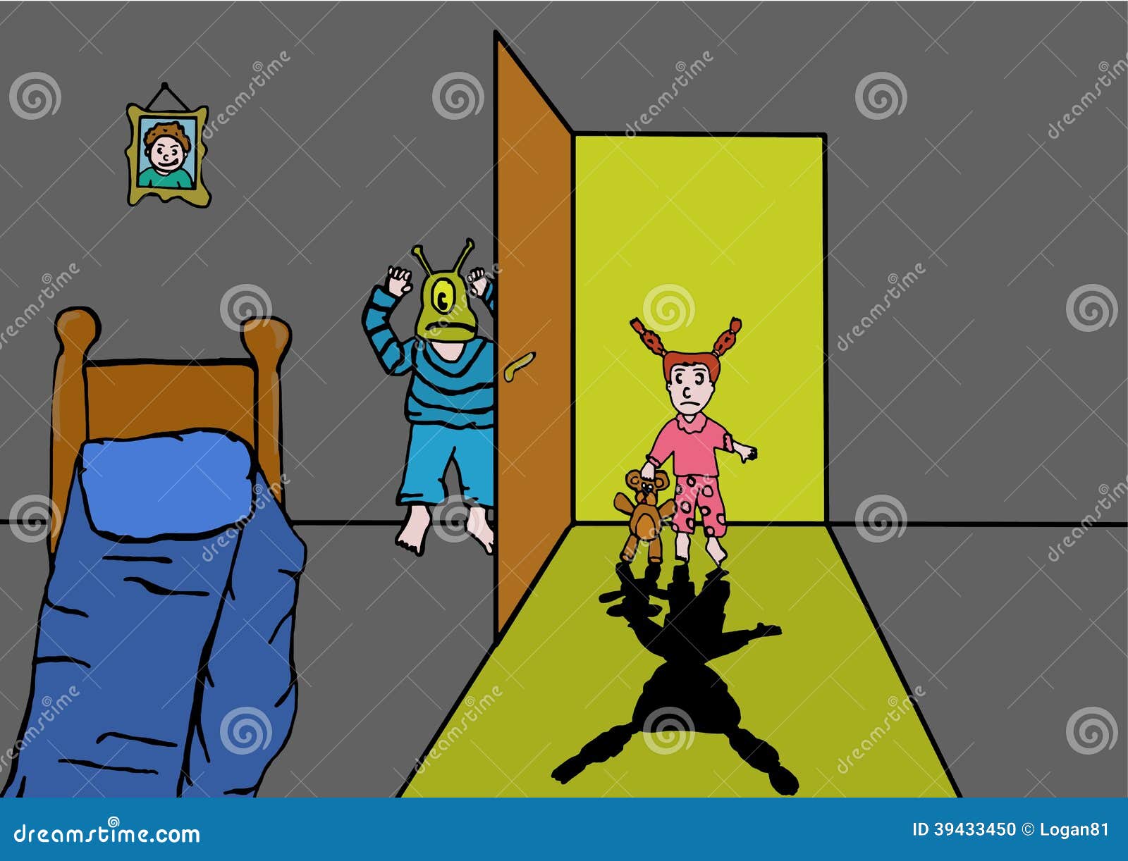 Classic Prank between Brothers Stock Illustration - Illustration of ...