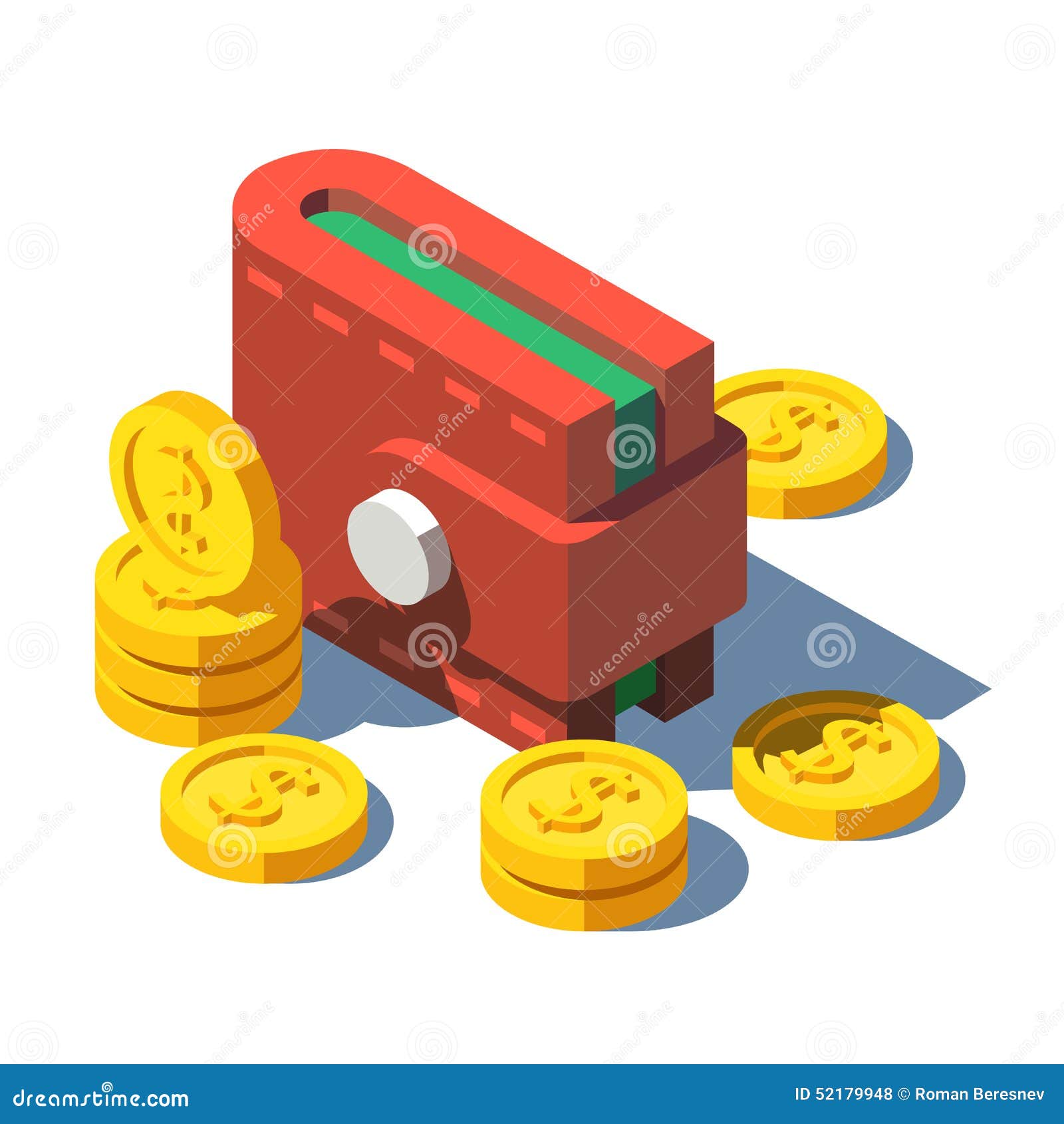 Classic Purse and Gold Coins Stock Vector - Illustration of earnings ...