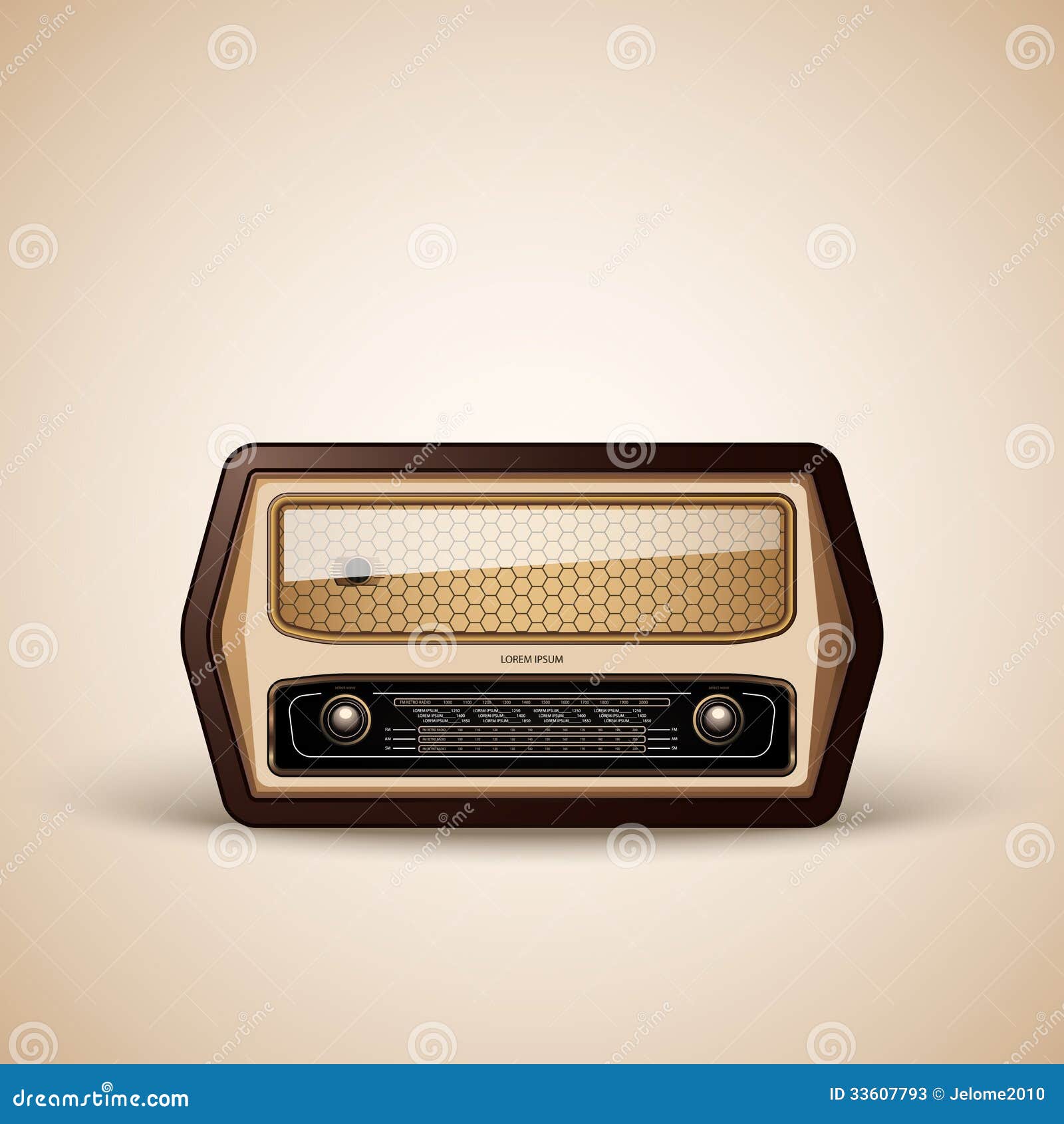 Classic radio stock vector. Illustration of front, radio - 33607793