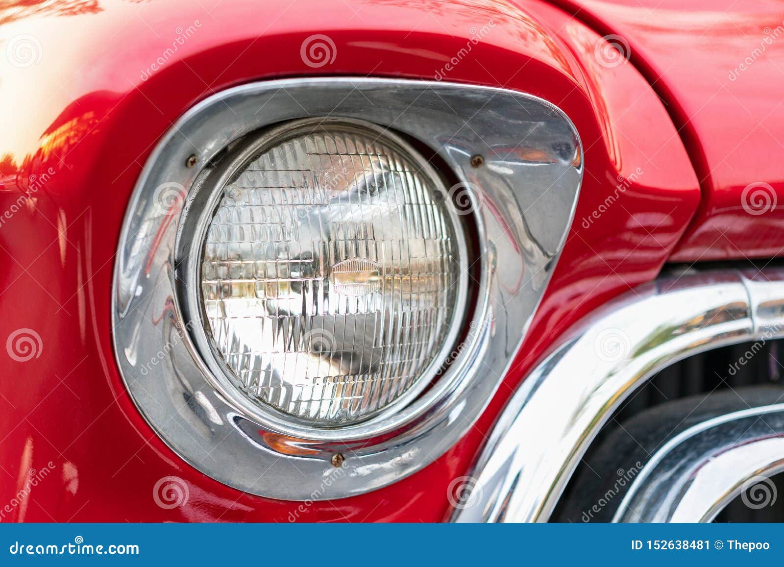 Classic red car headlights stock image. Image of shiny - 152638481