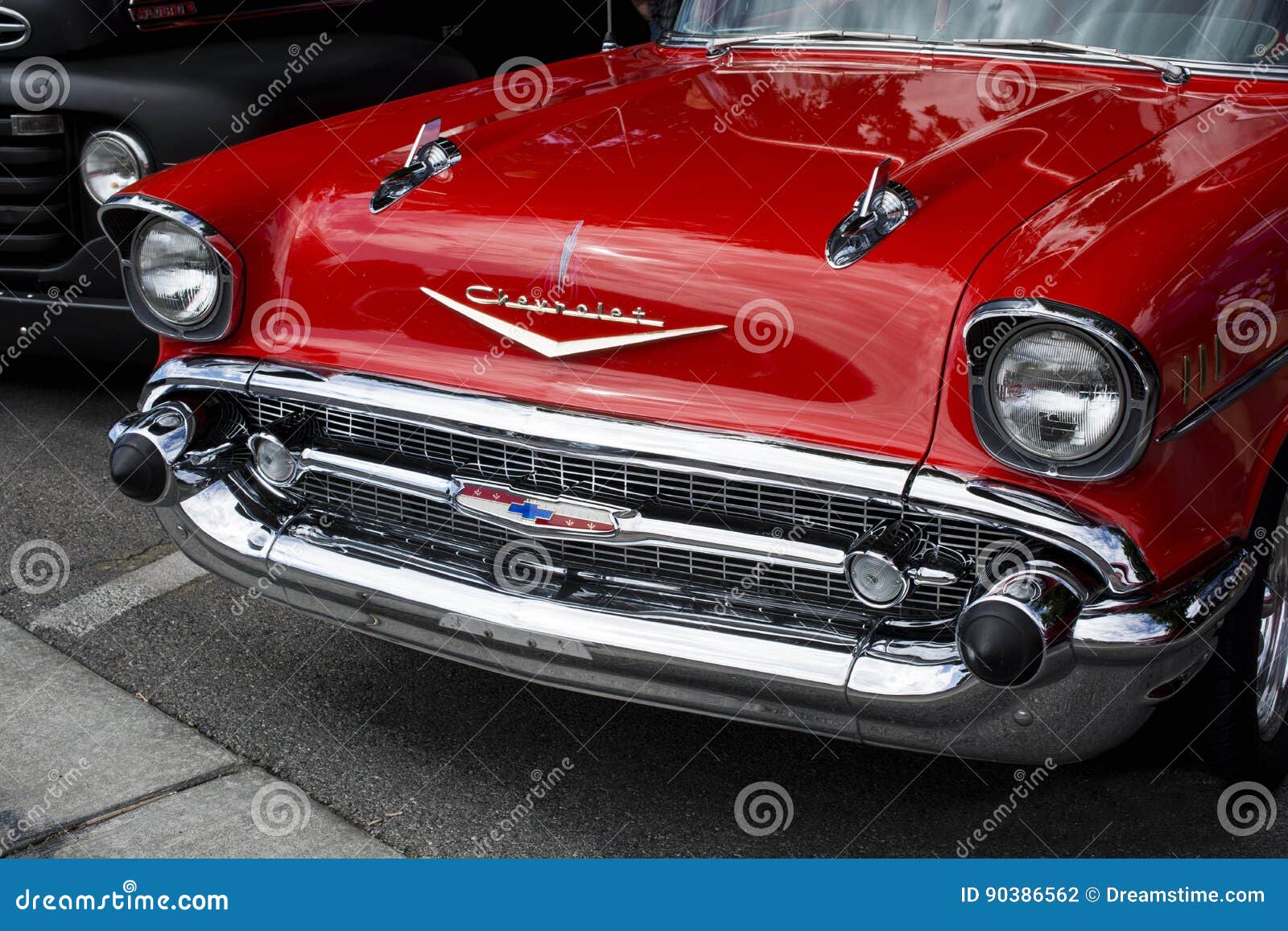 Classic red car editorial photography. Image of crome - 90386562