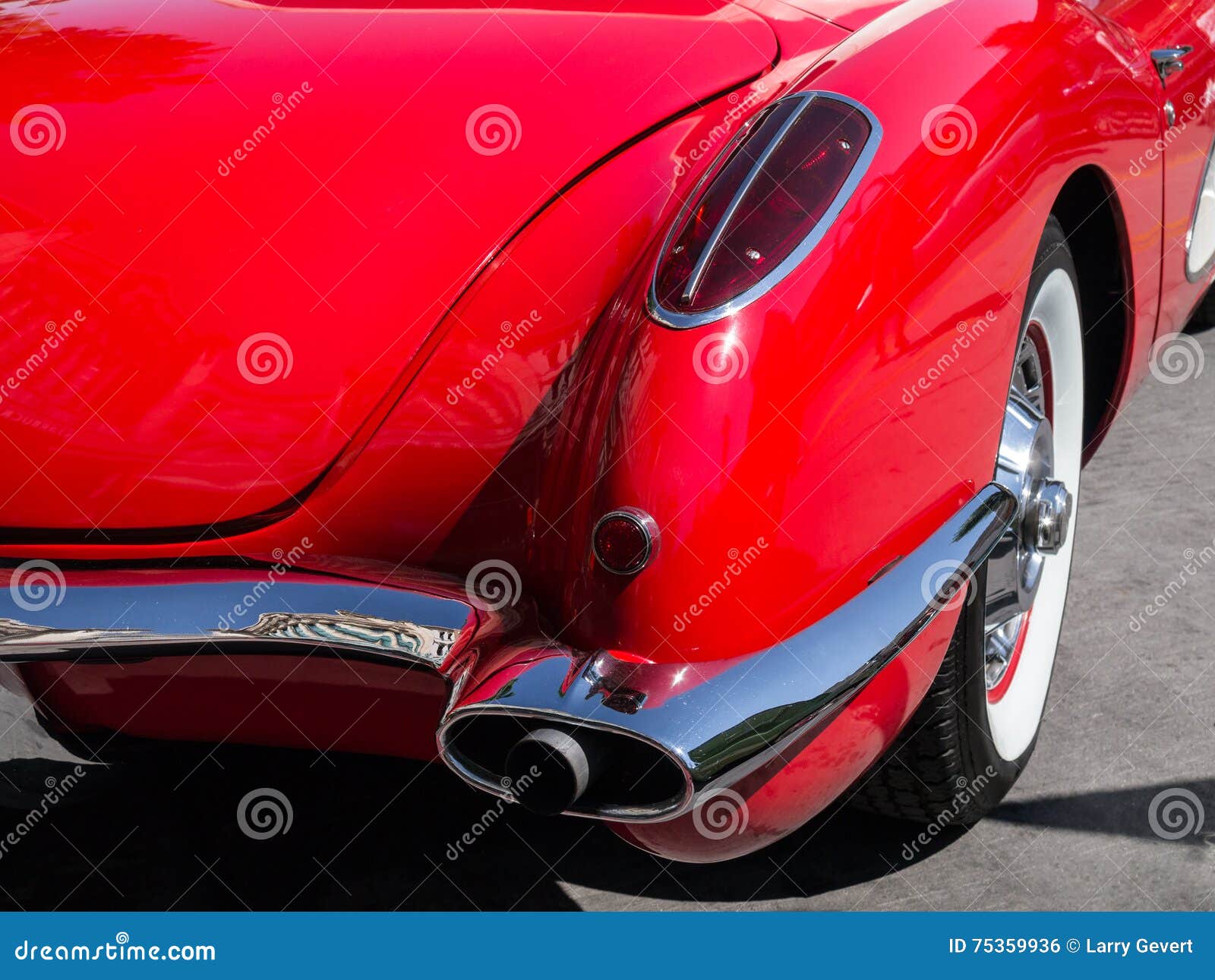 Classic Red Corvette Details Stock Photo - Image of fender, august ...