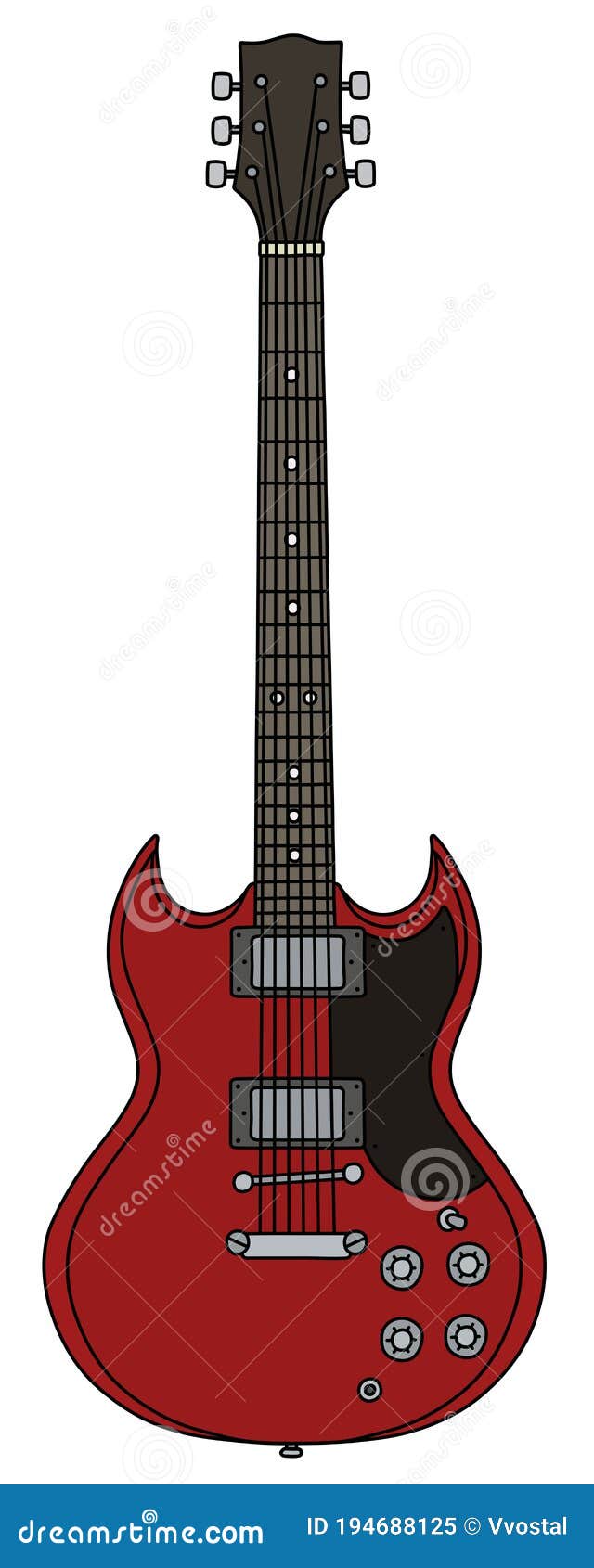 The Classic Red Electric Guitar Stock Vector - Illustration of black ...