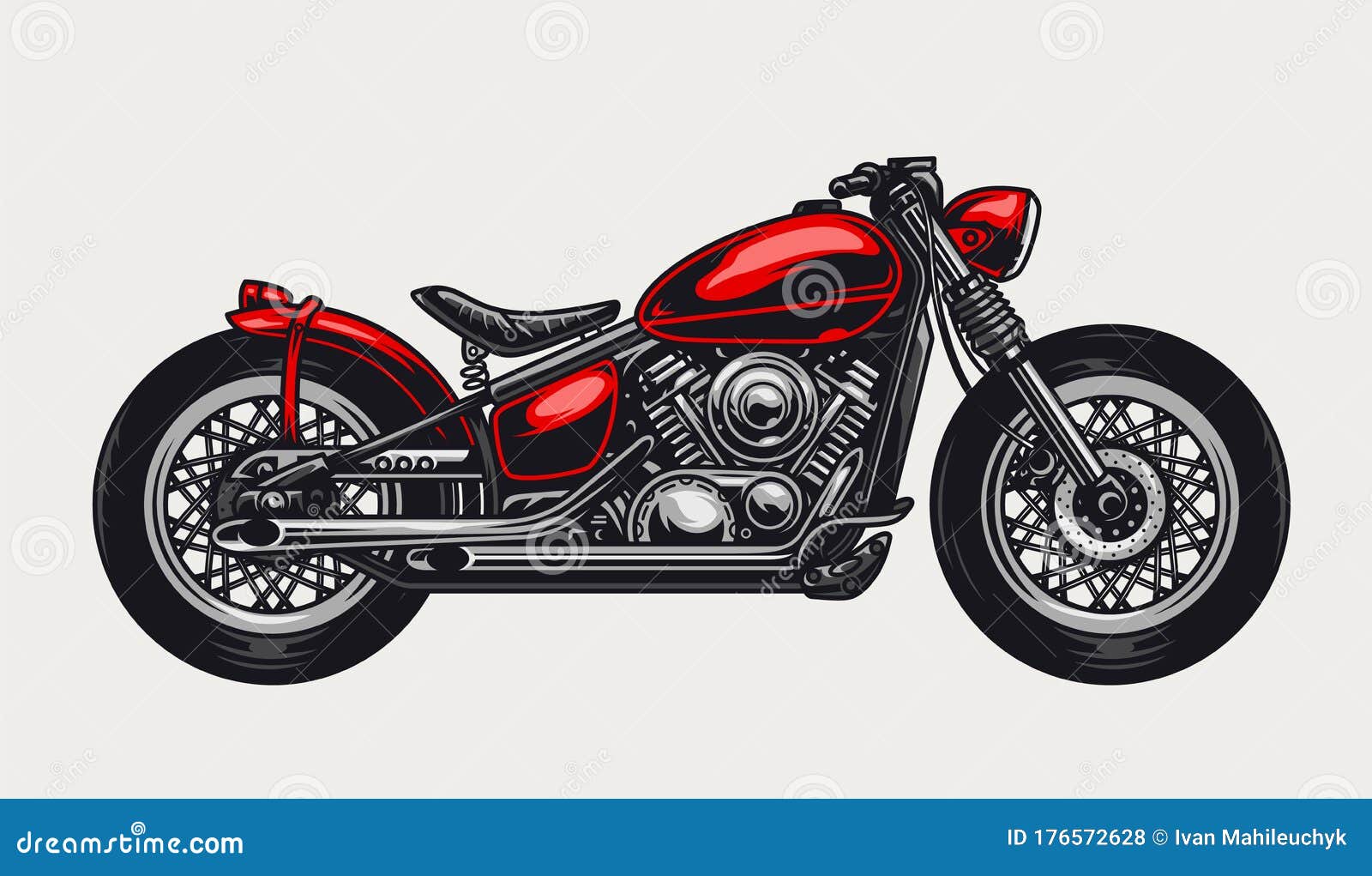 Classic Red Motorcycle Concept Stock Vector - Illustration of graphics ...