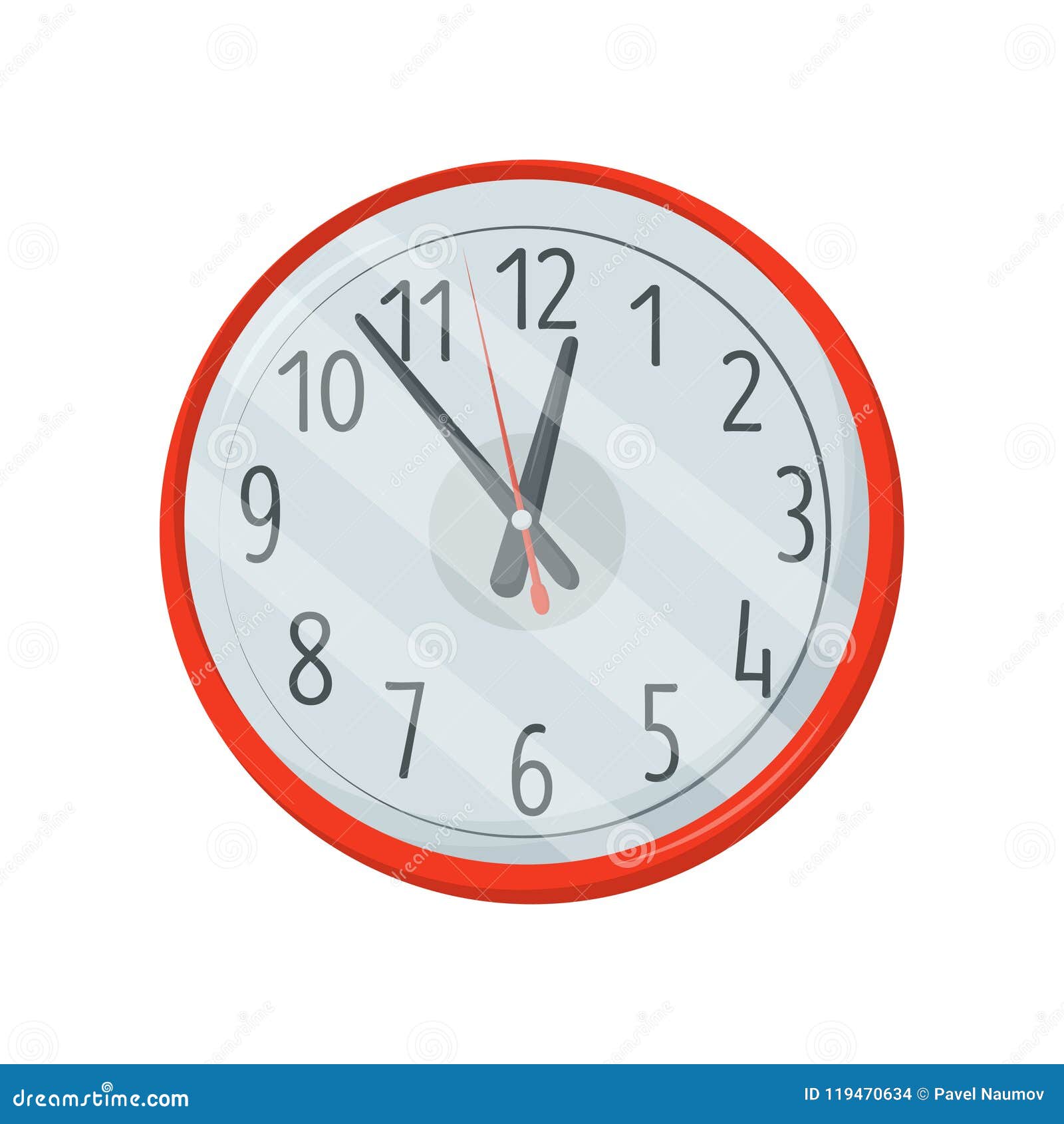 Classic Red Round Clock with White Dial, Big Black Numerals and Arrows ...