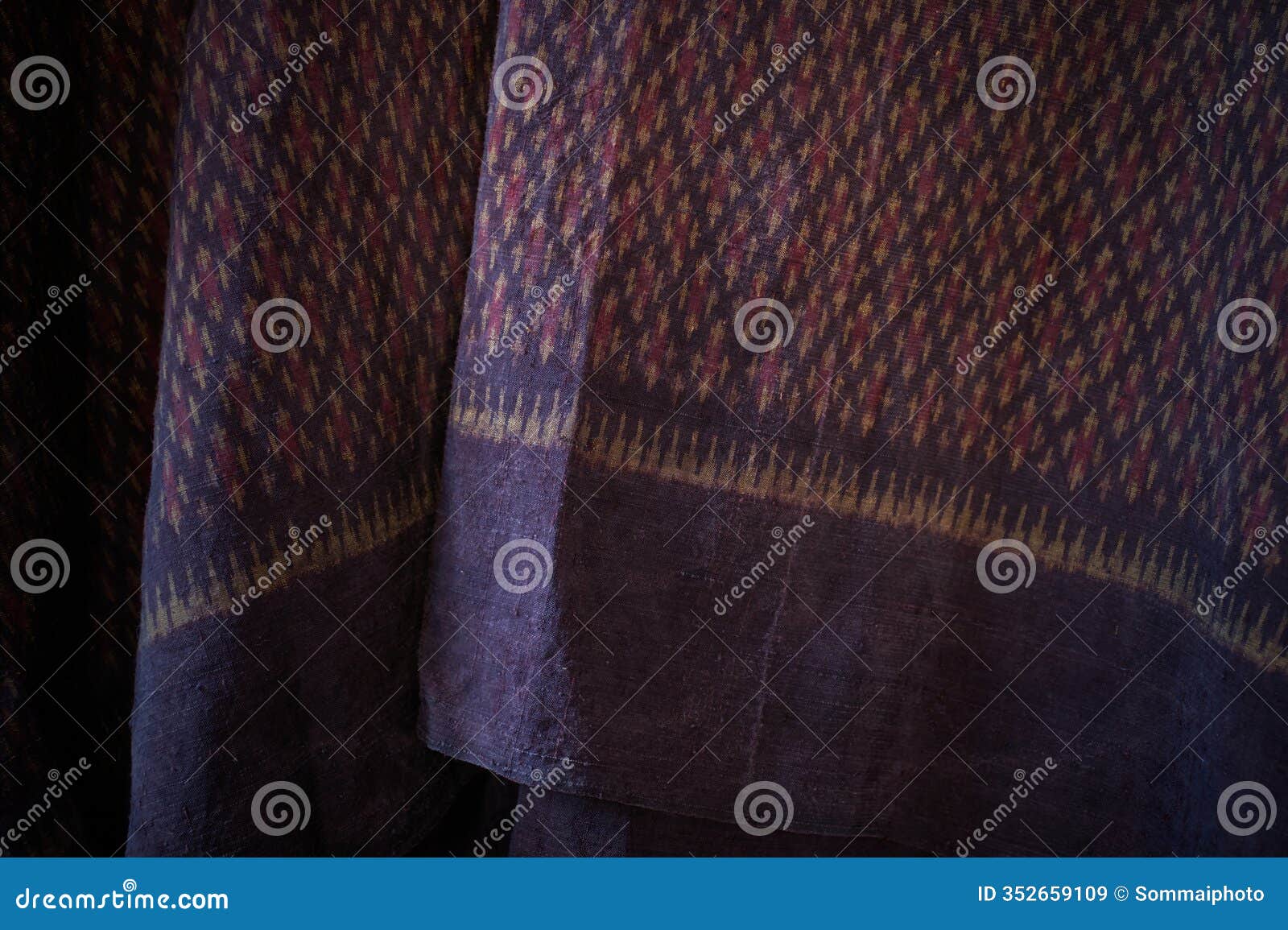 Classic Red Thai Fabric Pattern in Natural Light Stock Image - Image of ...