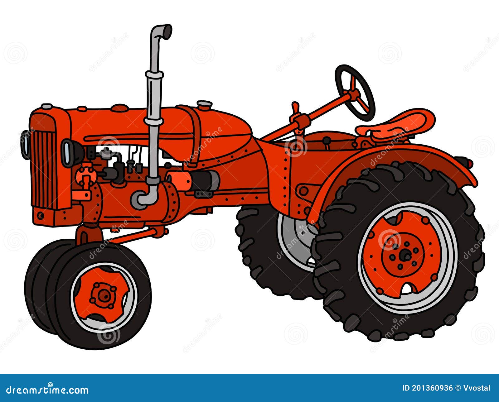 The classic red tractor stock vector. Illustration of motor - 201360936