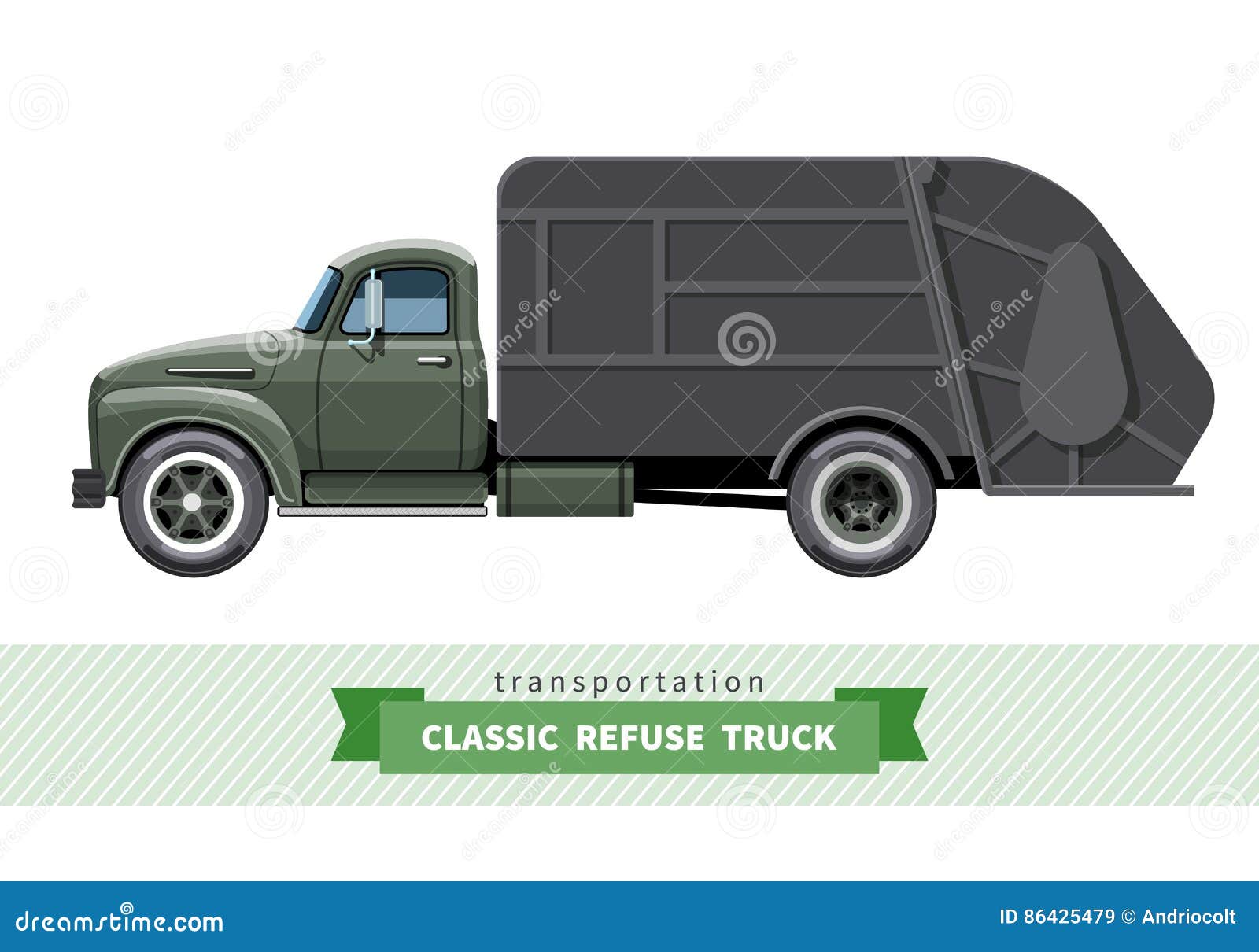 Classic Refuse Truck Side View Stock Vector - Illustration of classic ...