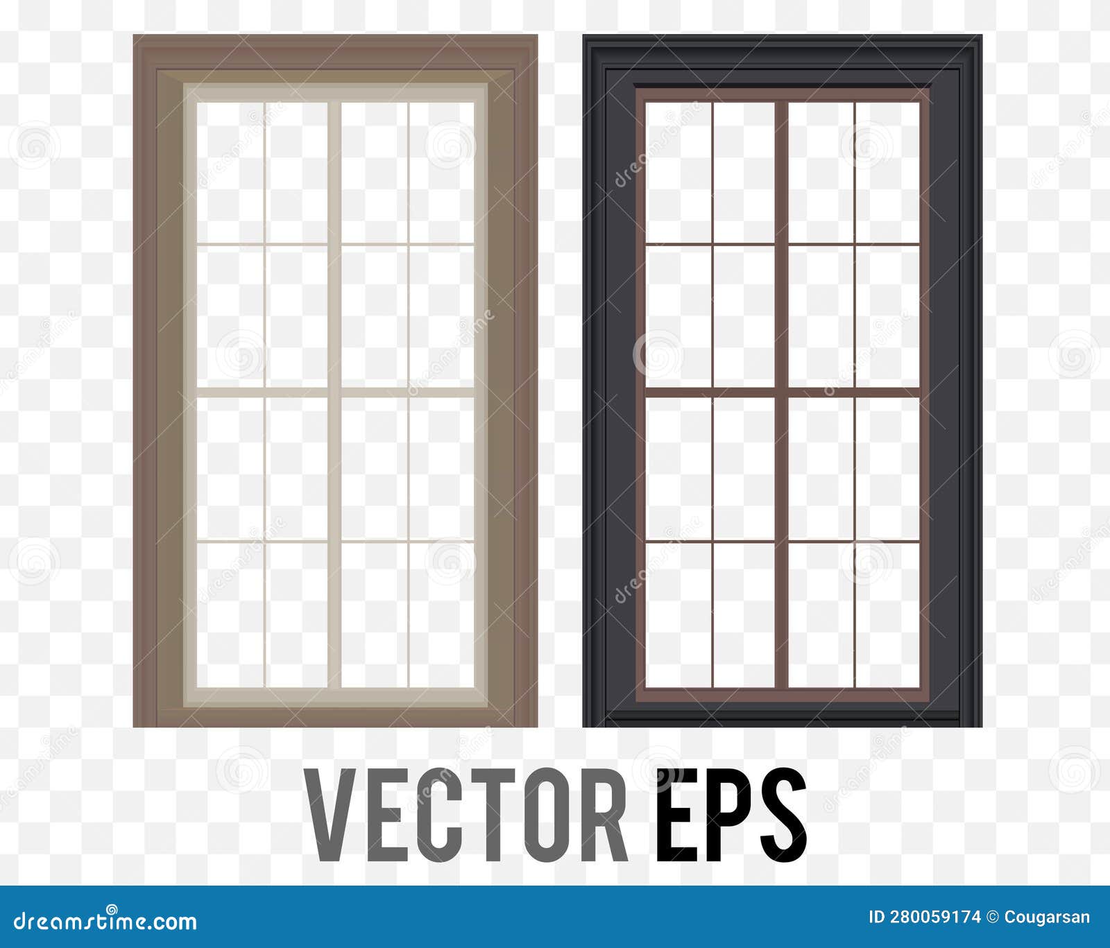 Classic Residential House Brown and Dark Gray Window Frames Stock ...