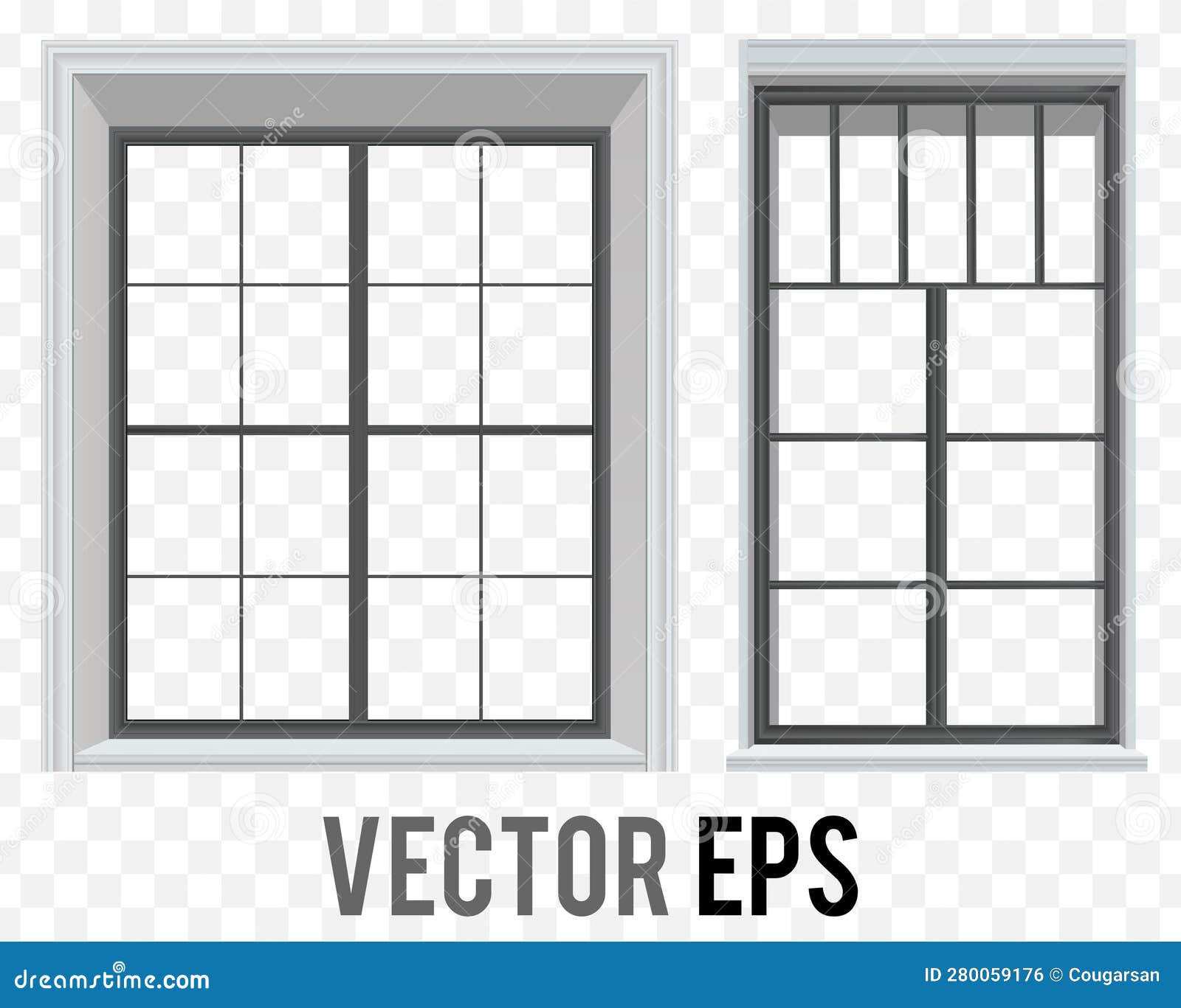 Classic Residential House Gray Window Frame Stock Vector - Illustration ...