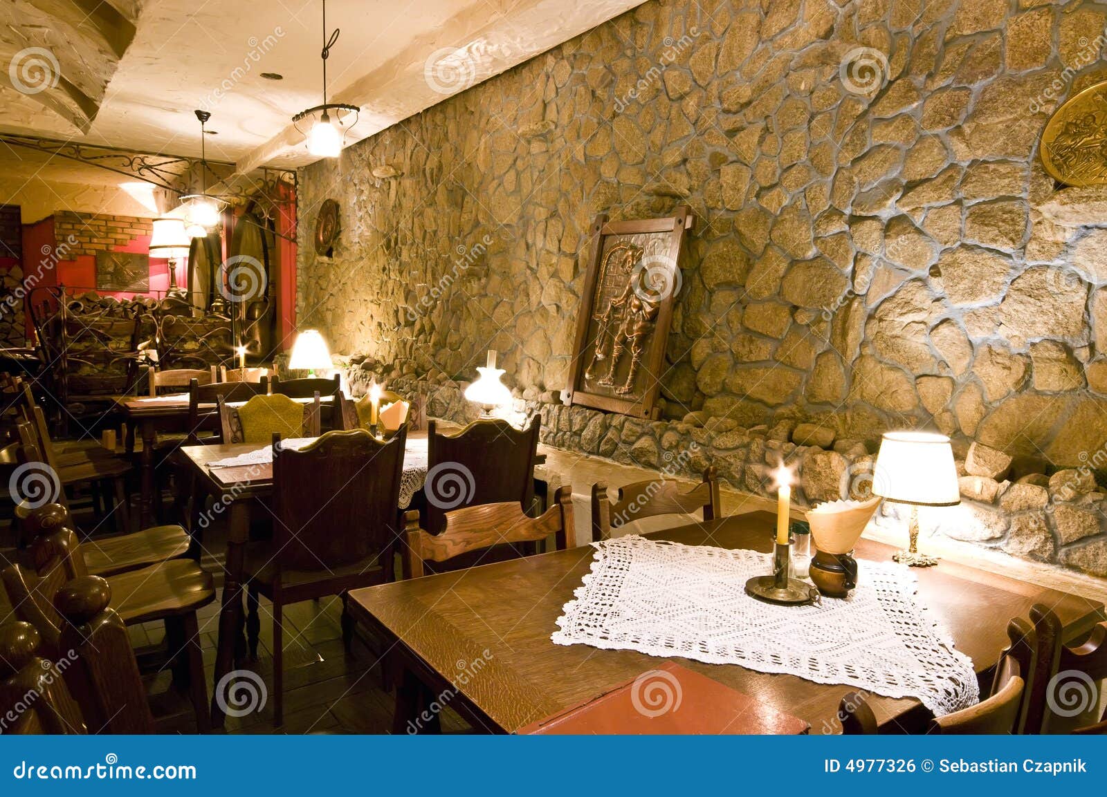 Classic Restaurant Interior Stock Photo - Image of indoor, tables: 4977326