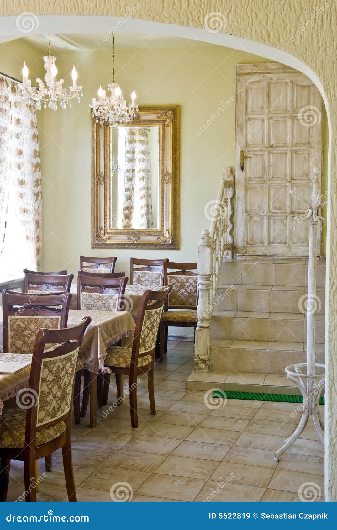 Classic Restaurant Interior Stock Image - Image of door, architecture ...