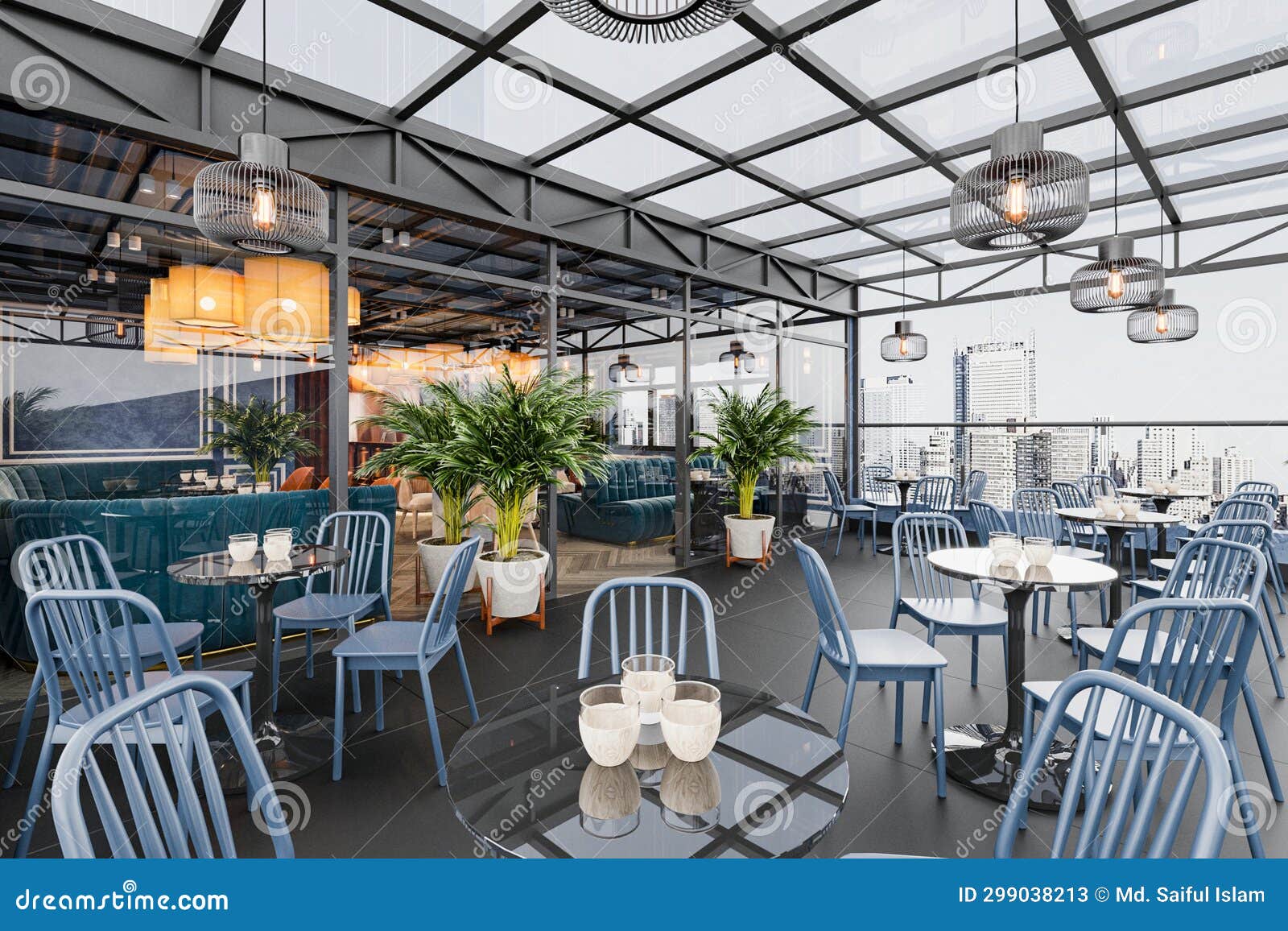 Classic Restaurant on the Top Floor of a Skyscraper Stock Image - Image ...