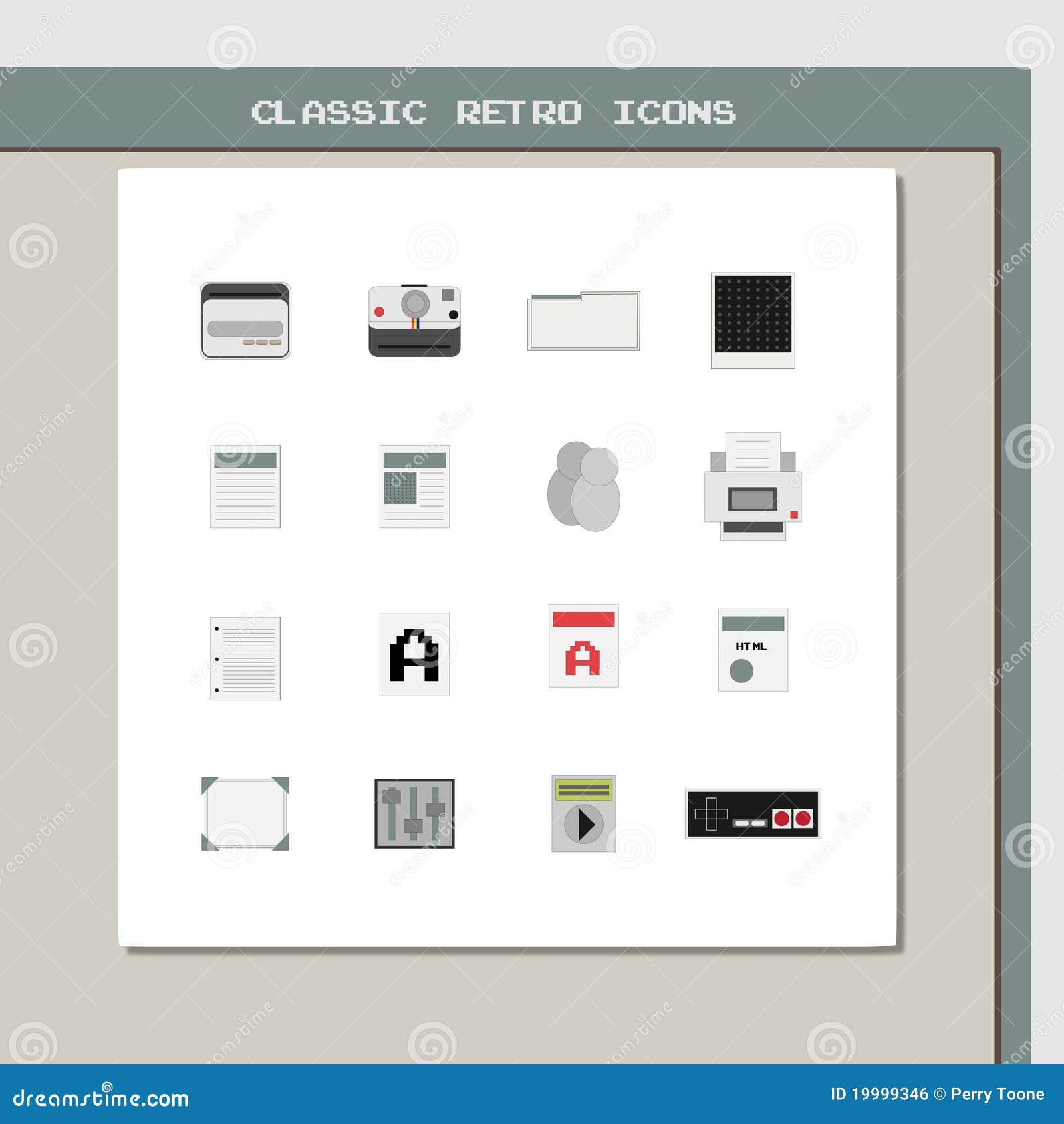 Classic Retro Icons stock vector. Illustration of disk - 19999346