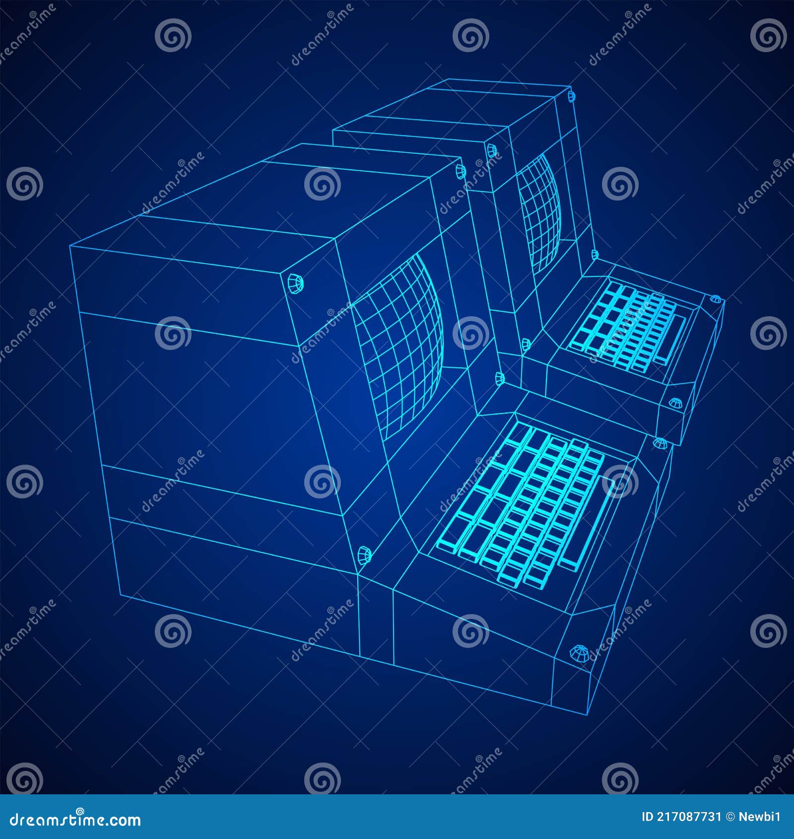 Classic Retro Perconal Computer. Programming Code Concept Stock Vector ...